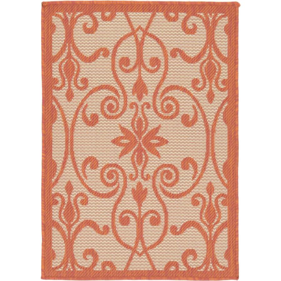 Unique Loom Gate Outdoor Terracotta/Beige Rectangular Indoor/Outdoor ...