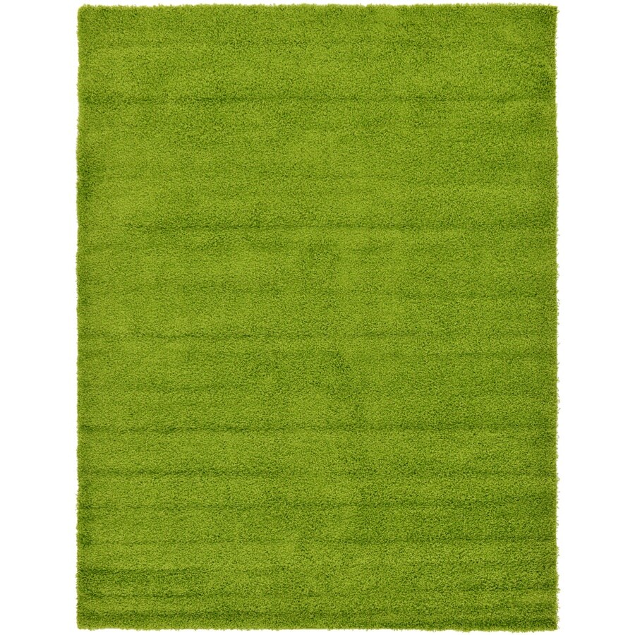Unique Loom Solid Shag Grass Green Rectangular Indoor Machine-Made Area ...
