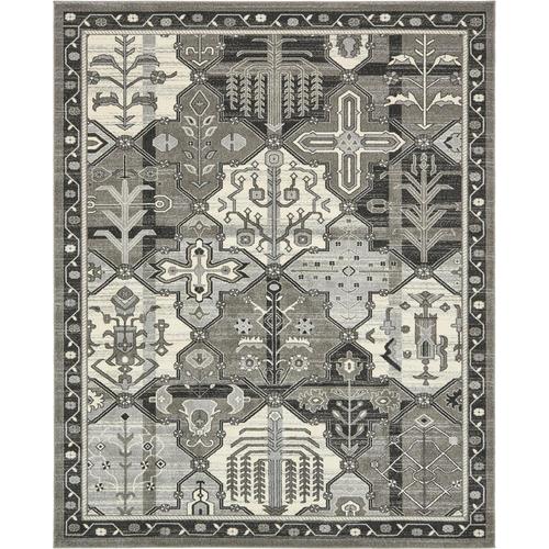 Unique Loom Cathedral La Jolla 8 x 10 Gray/Ivory Indoor Geometric ...