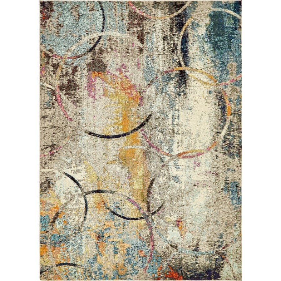 Unique Loom Imperial Chromatic 9 x 12 Beige/Blue Indoor Geometric ...