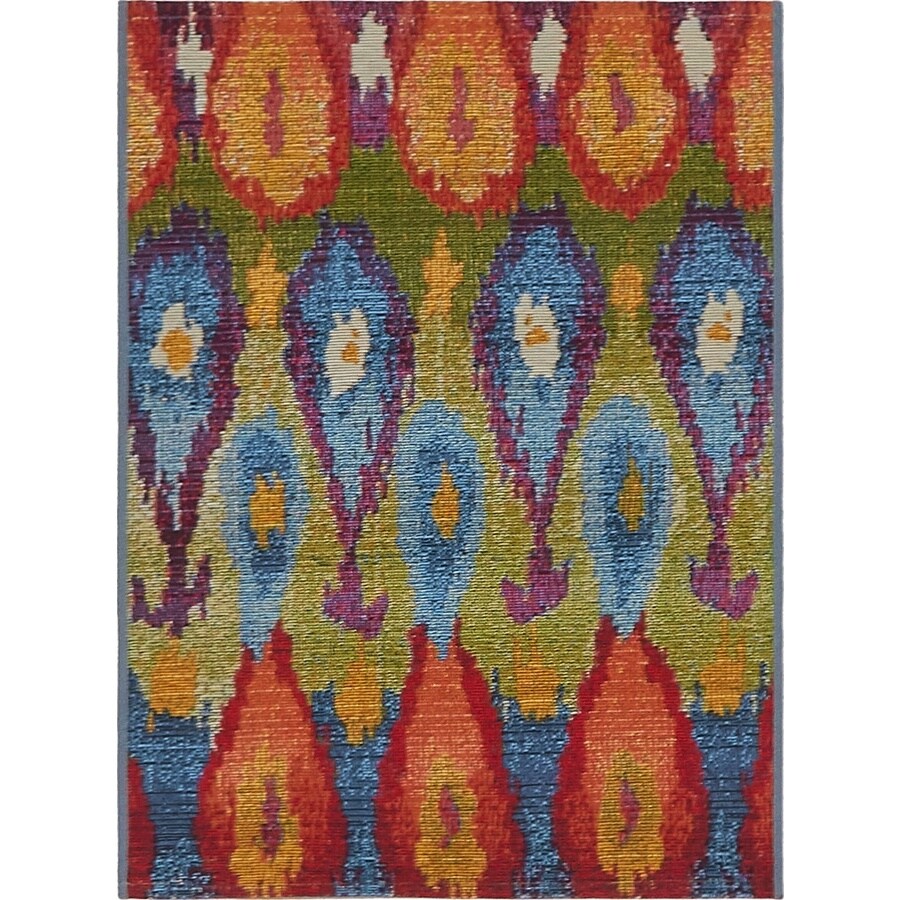 Unique Loom Ikat Outdoor Multi/Blue Rectangular Indoor/Outdoor Machine ...