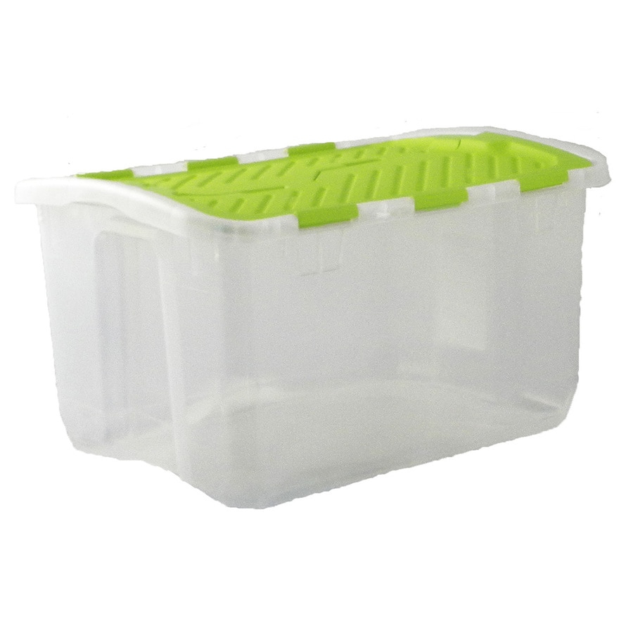 Real Organized 12-Gallon Clear Tote with Hinged Lid in the Plastic ...
