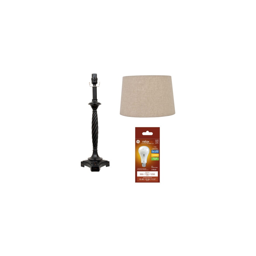 Shop allen + roth Black Lamp Base With Tan Linen Shade at Lowes.com