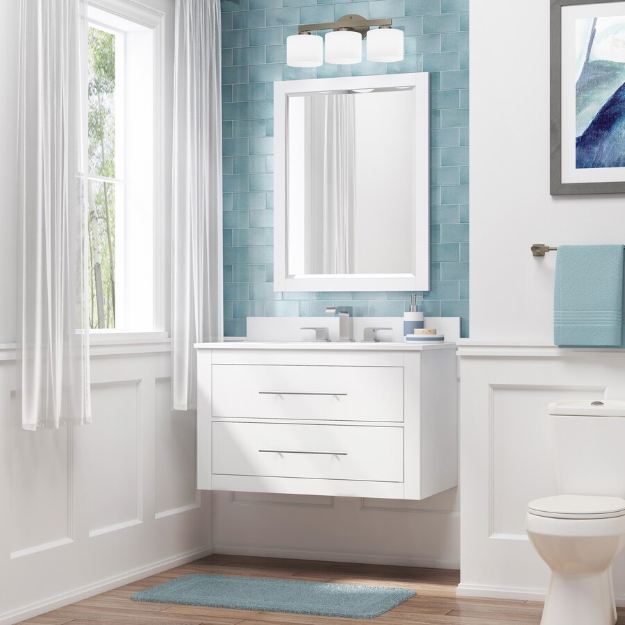 Shop allen + roth Ellcott White Floating Bathroom Vanity Collection at ...