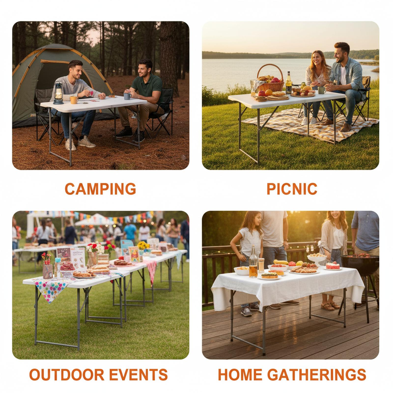 Baginizer Folding Card Table Plastic Portable Square Height Dining For ...