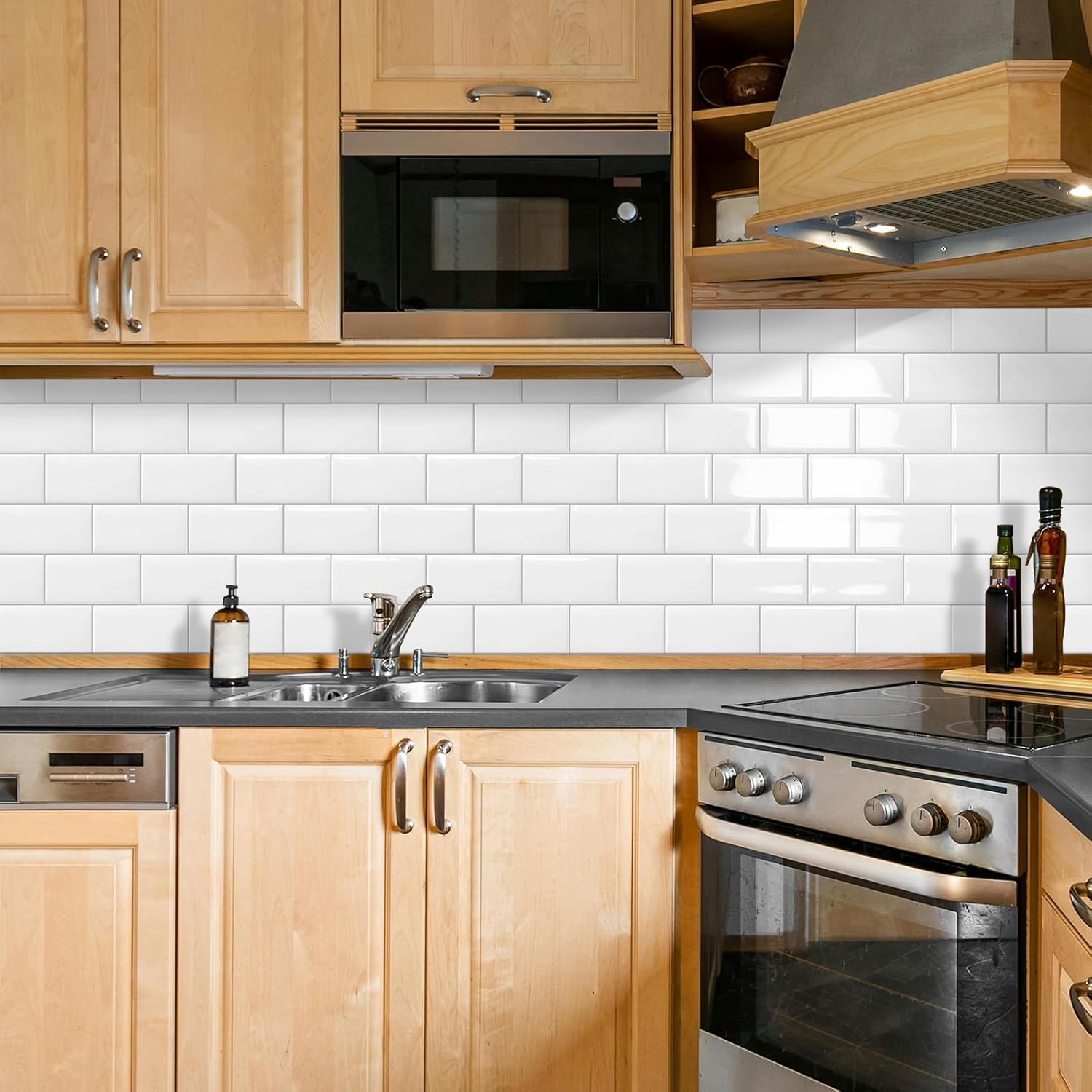 Dewoo 10 Thick White Subway Tile Peel and Stick Backsplash Self ...