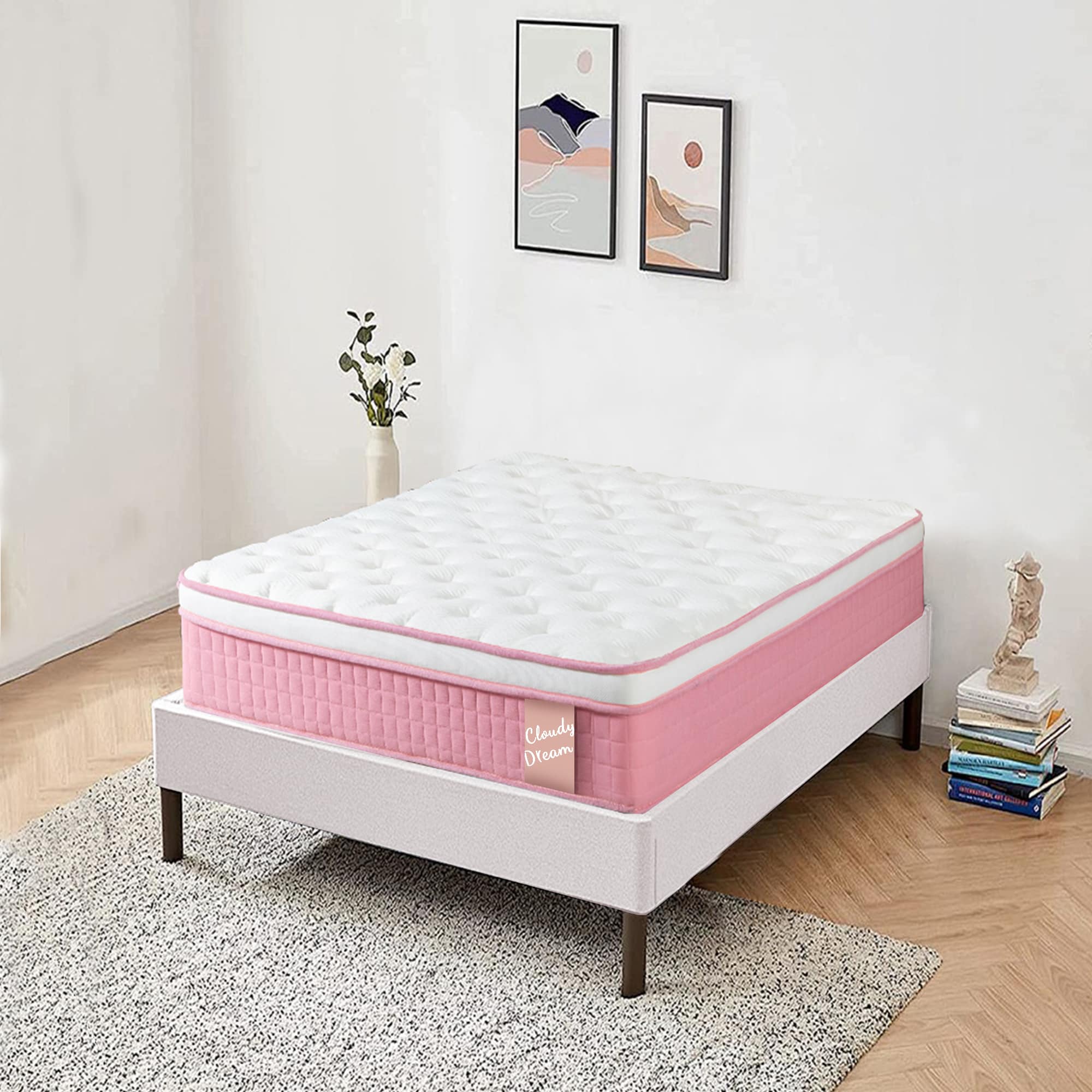 LOVMOR 12 Inch Hybrid Mattress Individual Pocket Spring Memory Foam ...