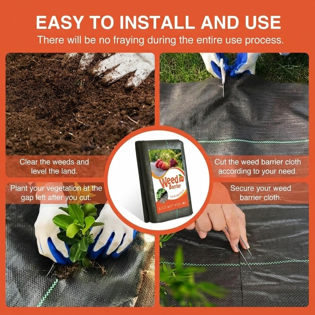 Lukvuzo 3ft x 100ft Heavy Duty Weed Barrier Landscape Fabric 3.2oz ...
