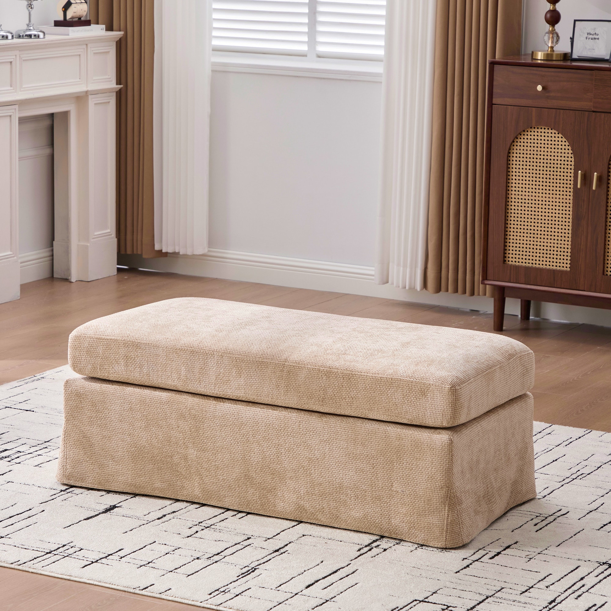 Hrinhom Casual WHEAT Chenille Ottoman in the Ottomans & Poufs ...
