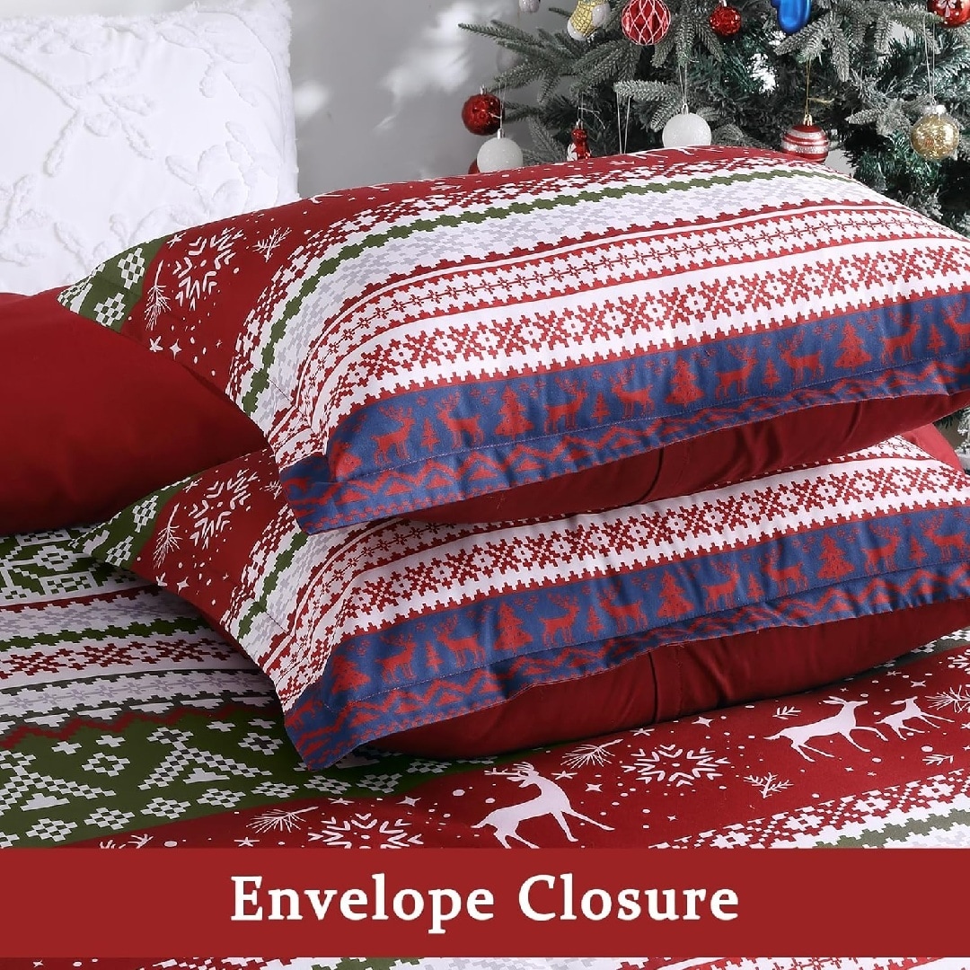 Garvee King Size Christmas Duvet Cover Boho Reindeer Print Holiday ...
