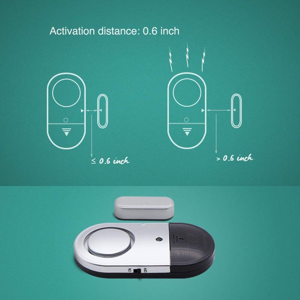 Misopily 2 Pack 120 DB Loud Wireless Door and Window Open Alarm Sensor ...