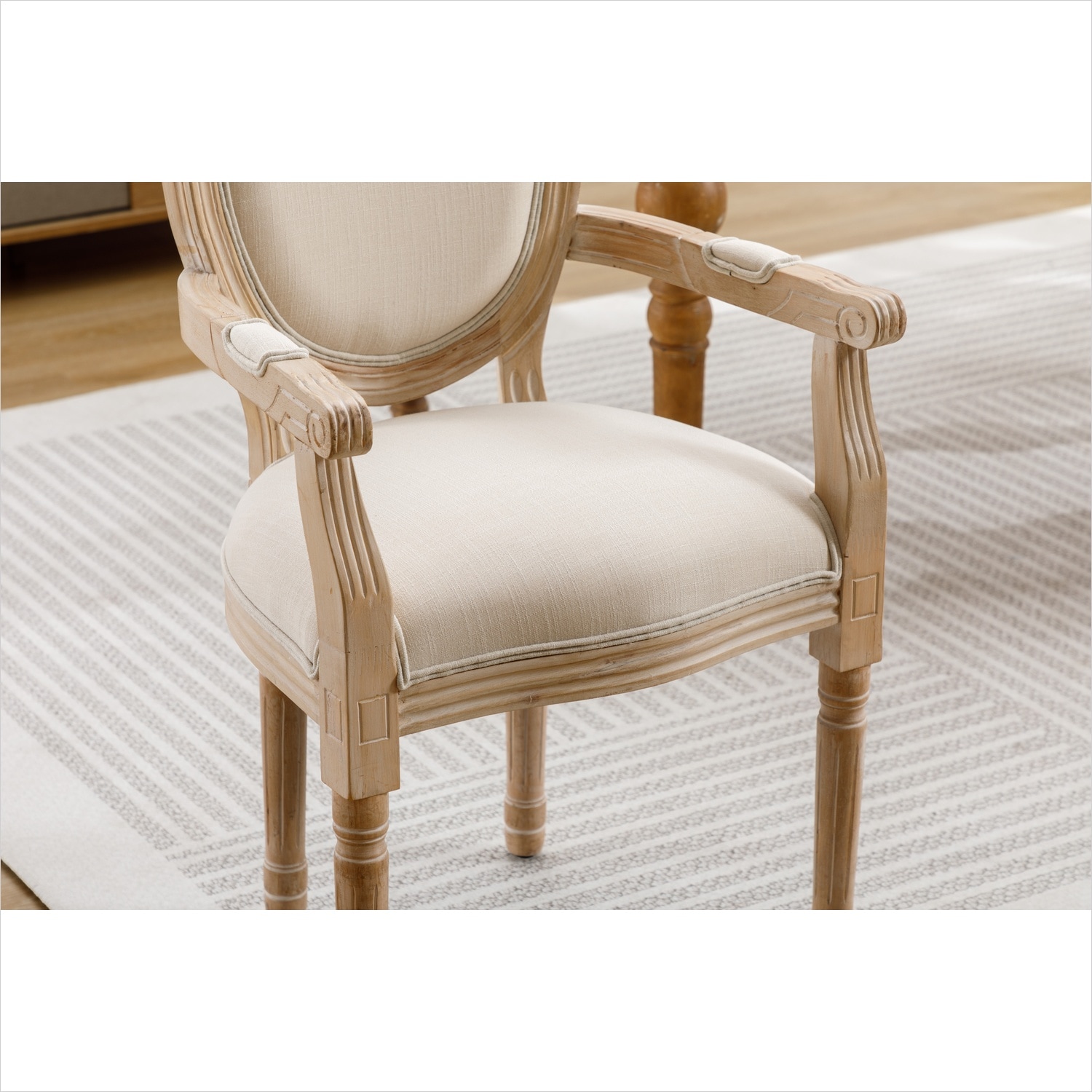 Watnature Set of 2 French Country Dining Chairs Padded Armrests Carved ...