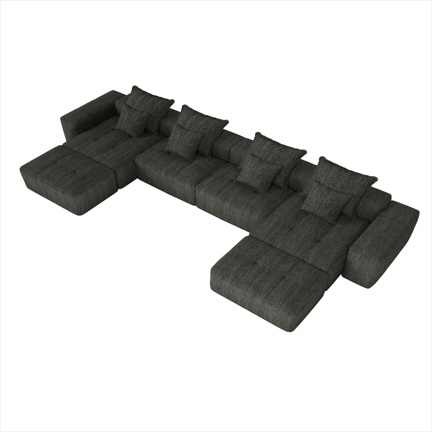 Naturefalls 8-Seat Oversized Modular Sectional Sofa in Matte Black ...