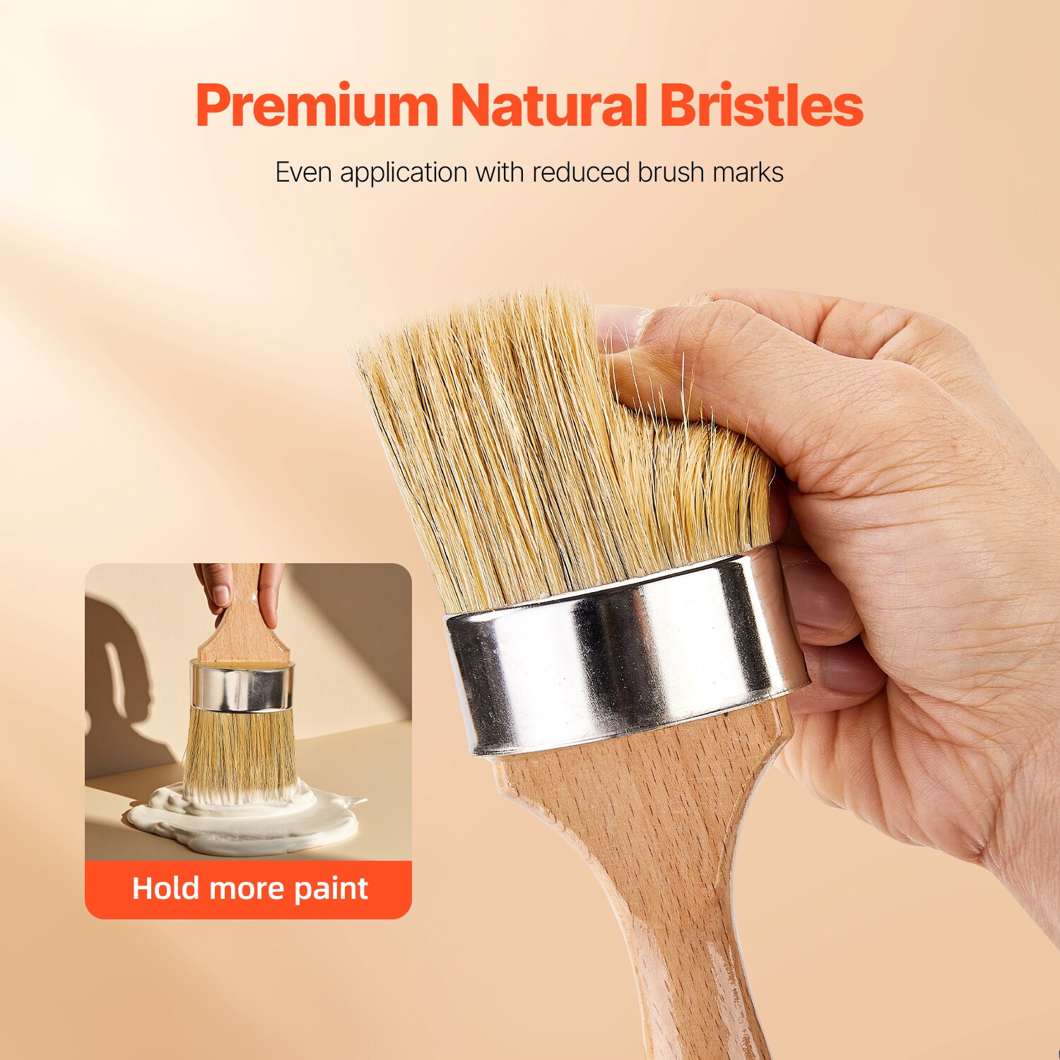 VEVOR Chalk Wax Paint Brush 4 Piece Wax Paint Brush Chalk Paint Brushes ...