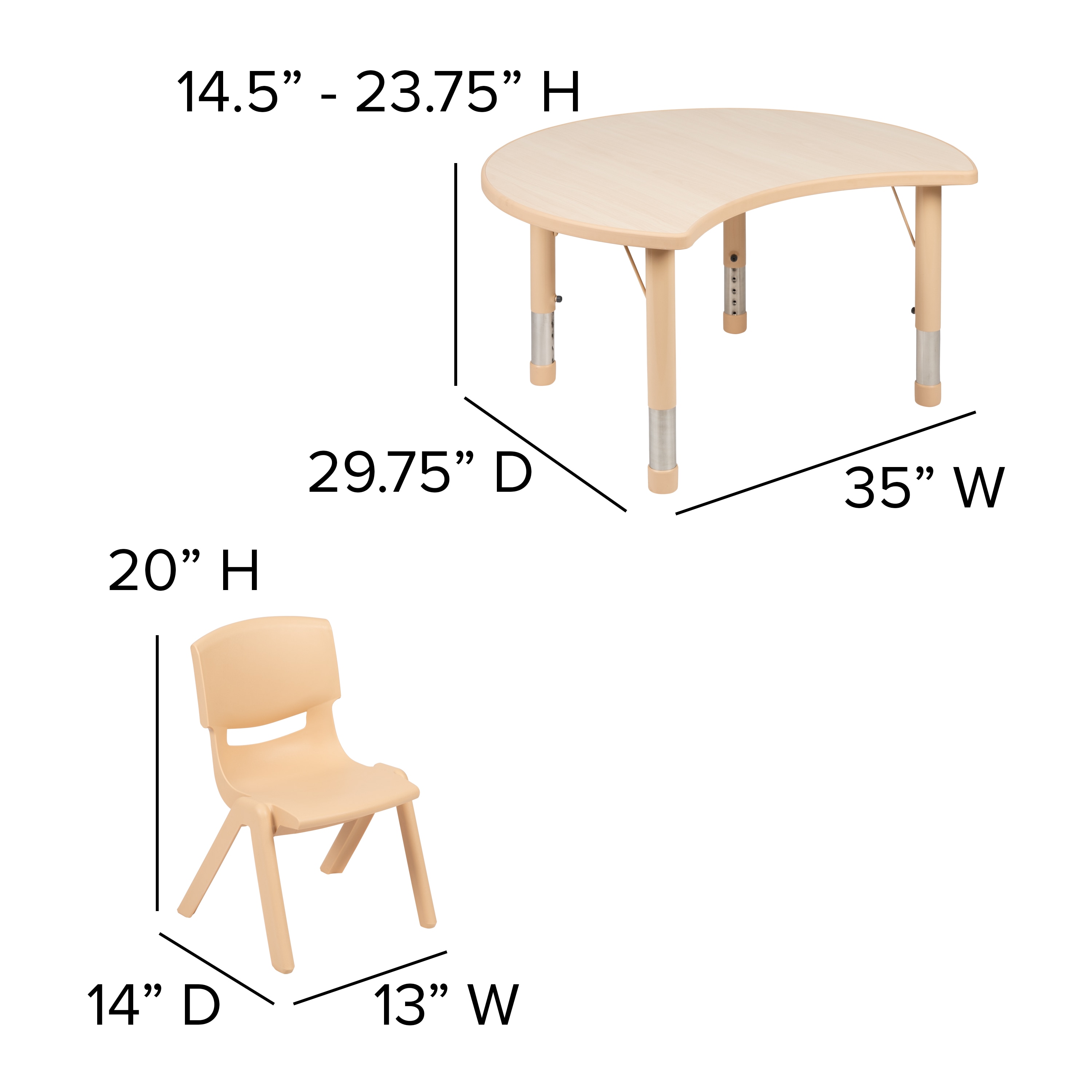 Emma + Oliver 25.125-in W x 35.5-in L Crescent Natural Plastic ...