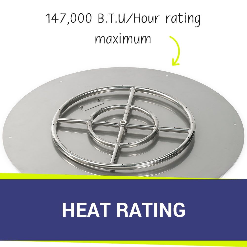 American Fire Glass 30" Round Stainless Steel Flat Pan with 18" Fire ...