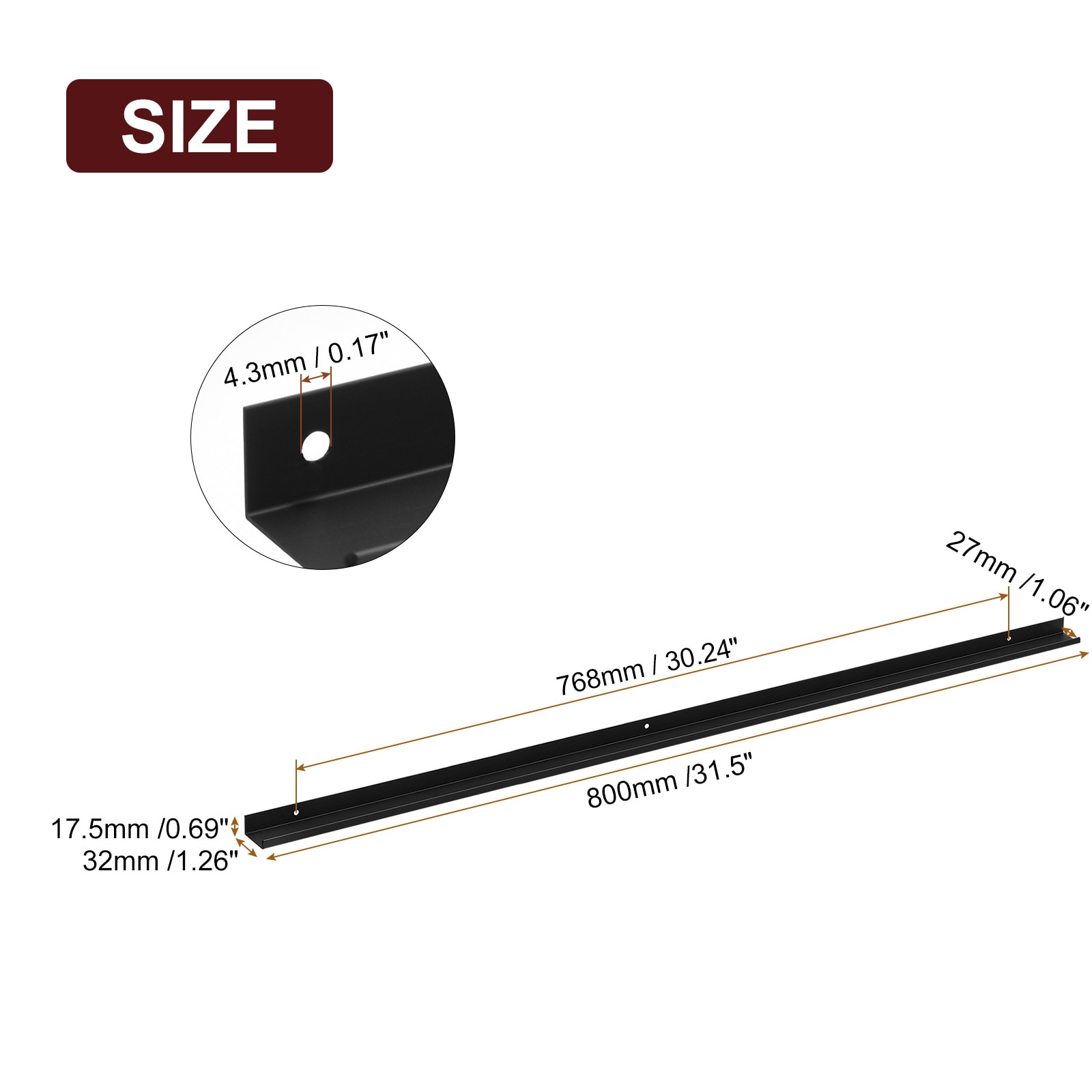 Unique Bargains Cabinet Finger Edge Pull 3pcs 800mm/31.5 Aluminum Alloy ...