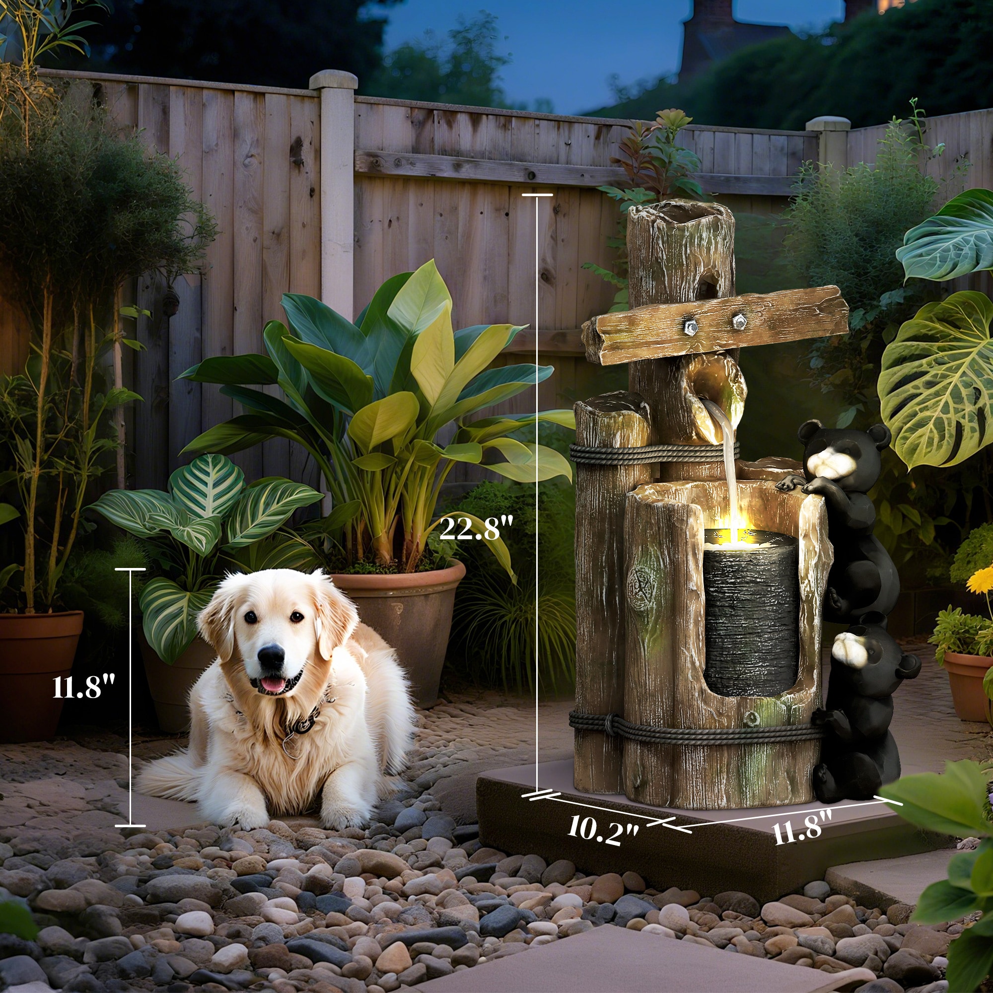 Outsunny 22.8in Outdoor Water Fountain 3-Tier Floor Standing Resin ...