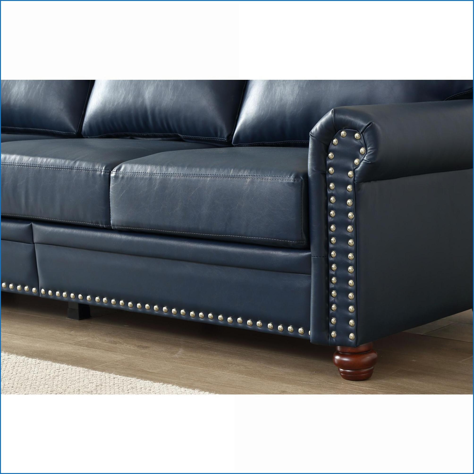 Watnature Sofas Classic Round Arm with Storage Navy Blue Faux Leather ...