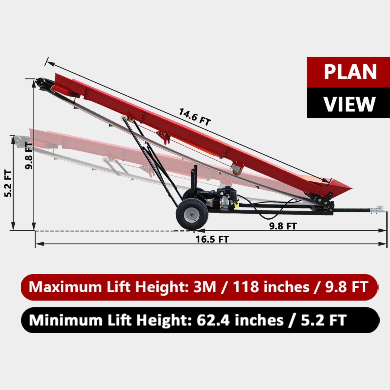 ModernLuxe Assembly Required 19.7inch Width PVC Belt Firewood Conveyor ...