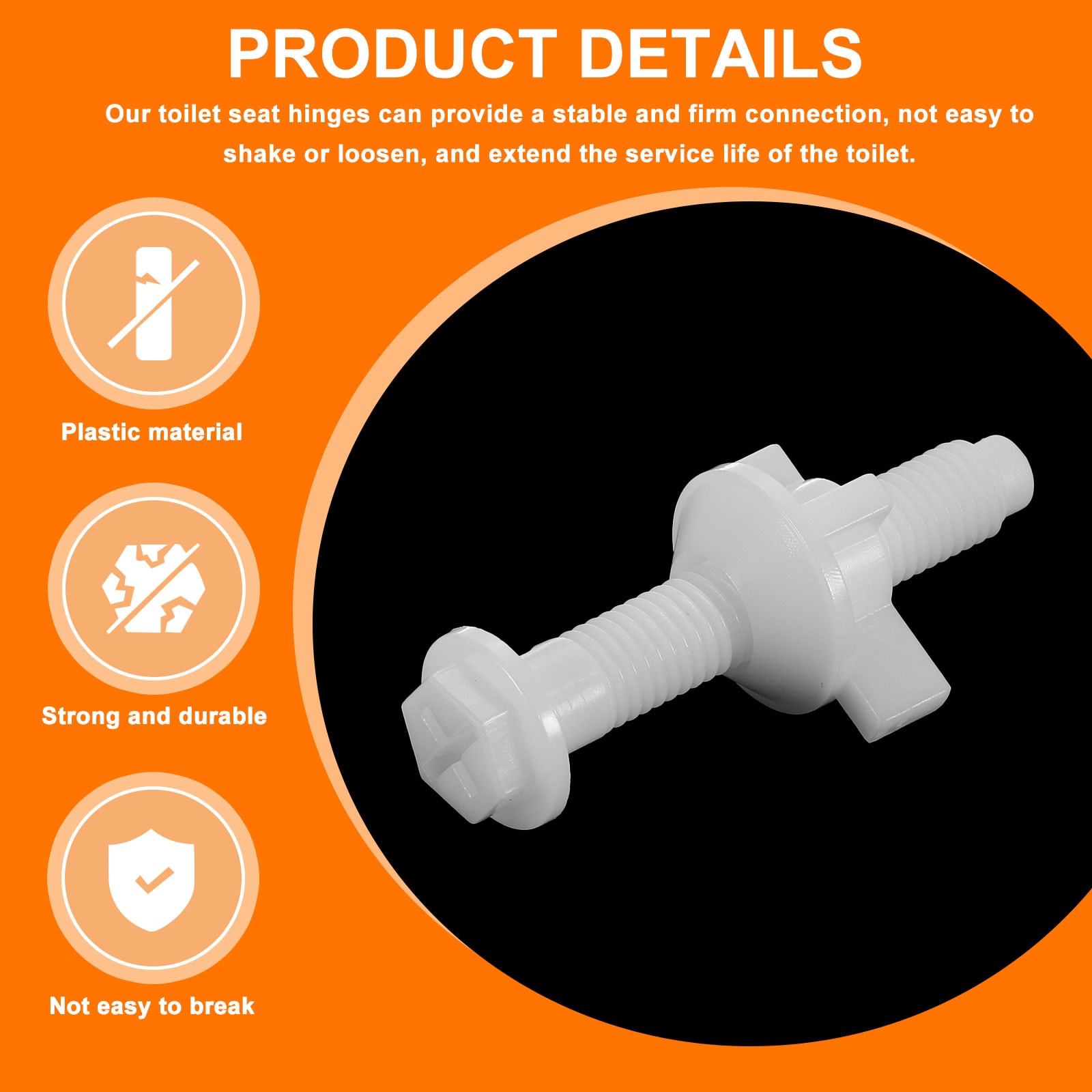 Unique Bargains 4pcs Toilet Seat Hinges Screw White Universal Plastic ...