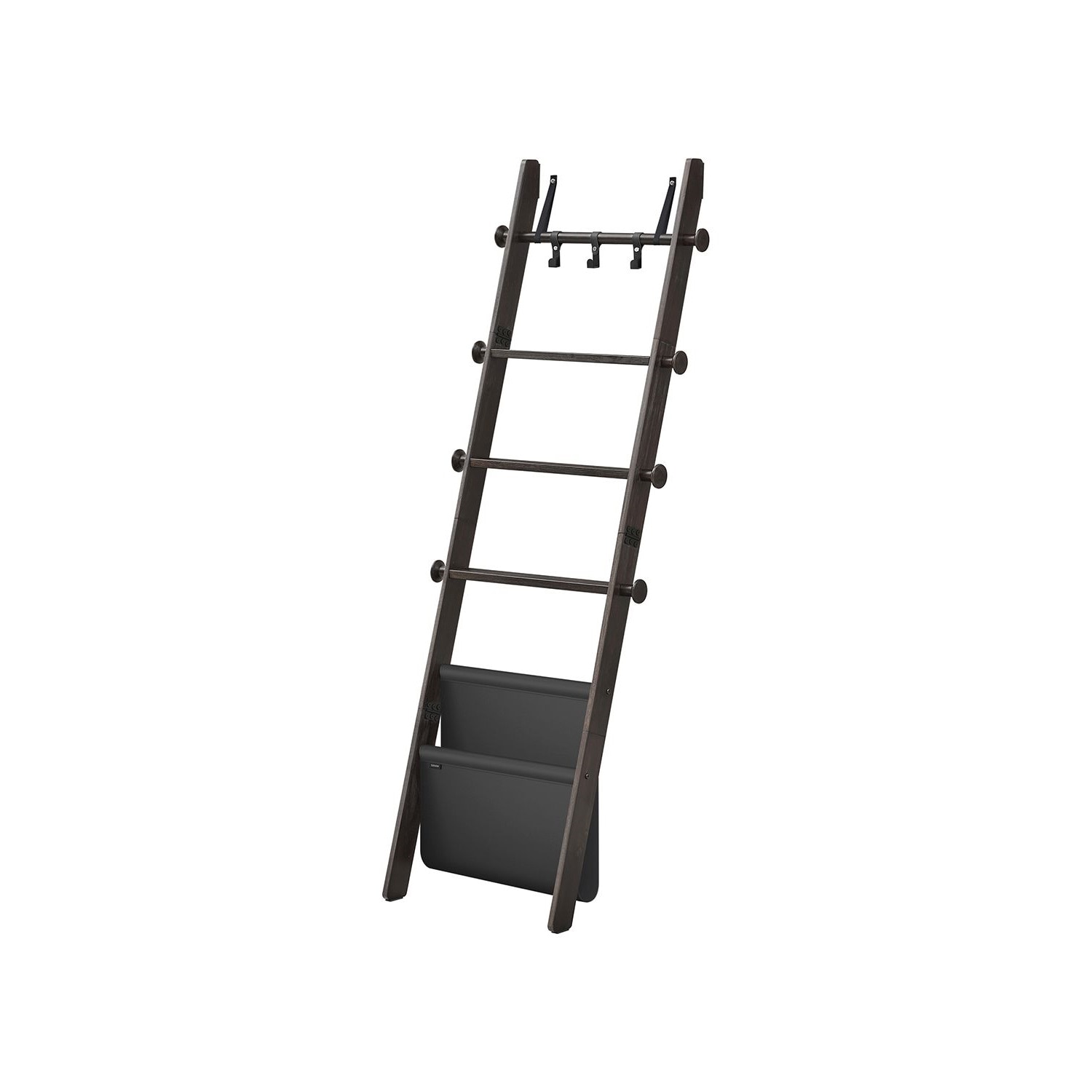 Slickblue Wooden Ink Black/ Cream White Blanket Ladder with 3 Hooks and ...