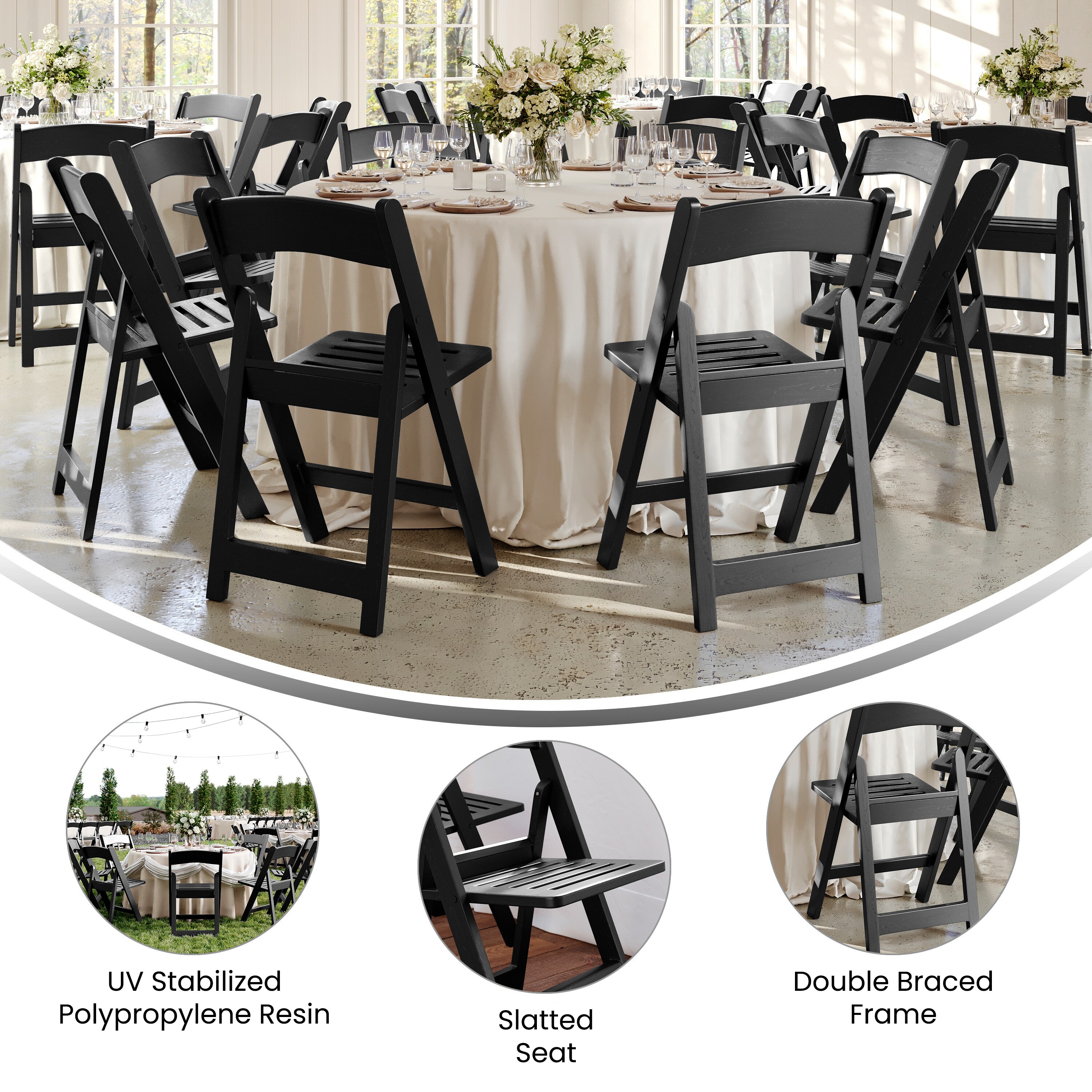 Flash Furniture HERCULES 4 Pack Commercial Black Indoor/Outdoor ...