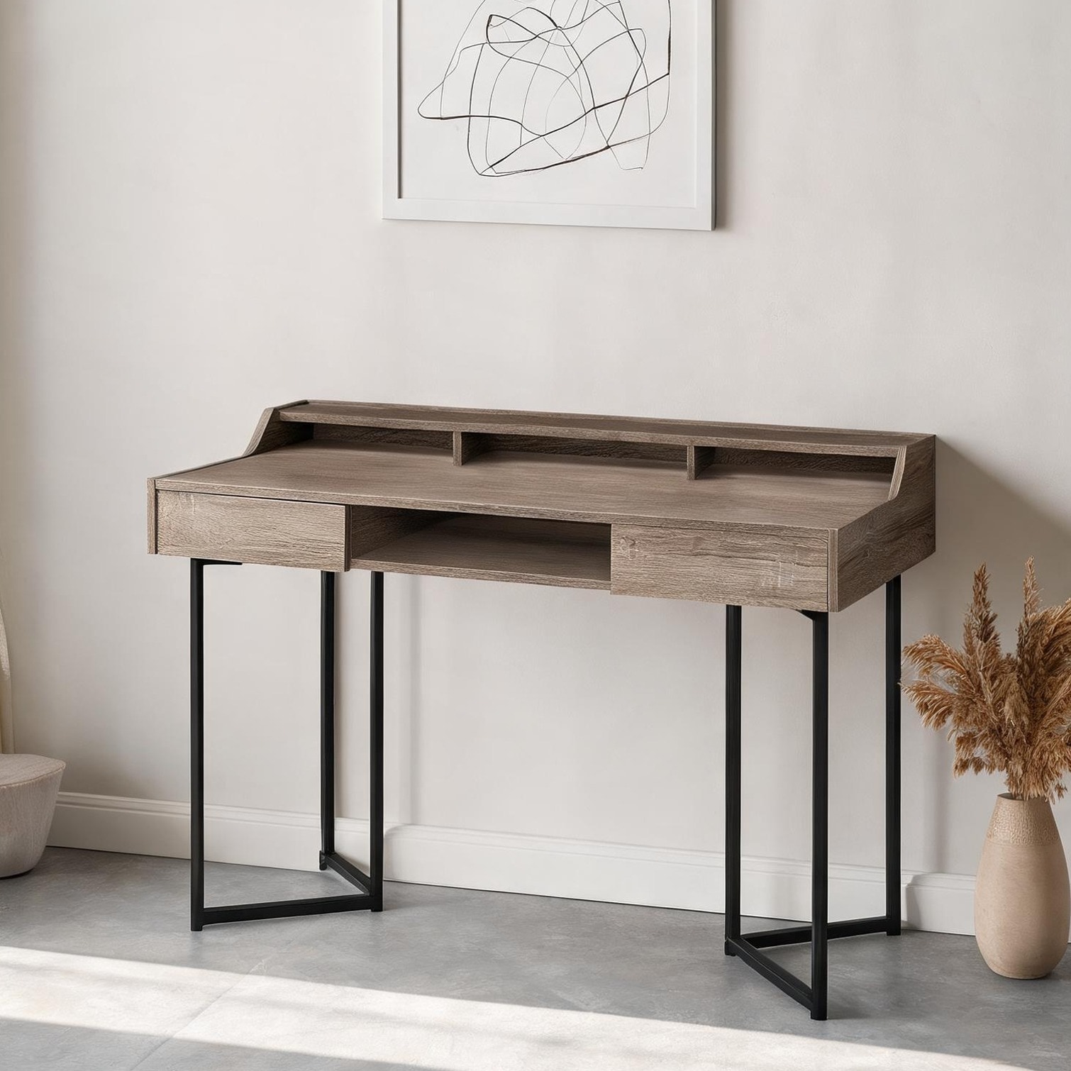 Naturefalls Writing Desk with Storage - Compact Rectangular MDF with ...