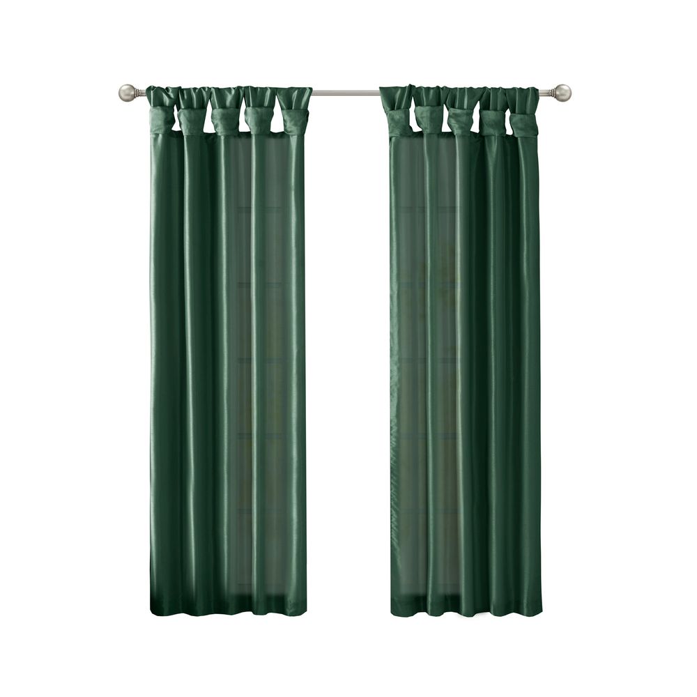 Blisstyle Twist Tab Lined Window Curtain Panel Green 50x84 Inch Linen ...