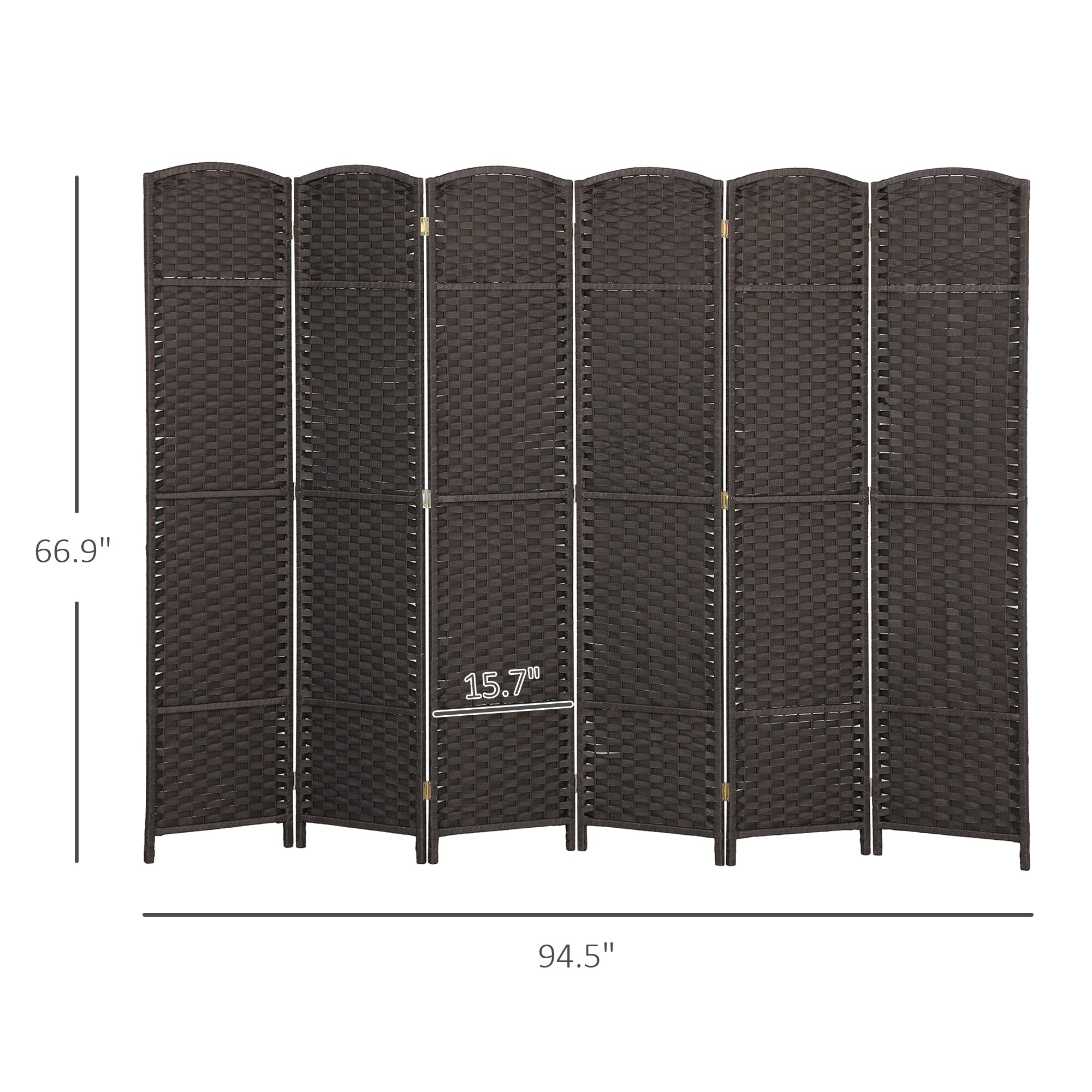 HomCom Room Divider 6 Panel Folding Privacy Screen 5.6 Tall ...