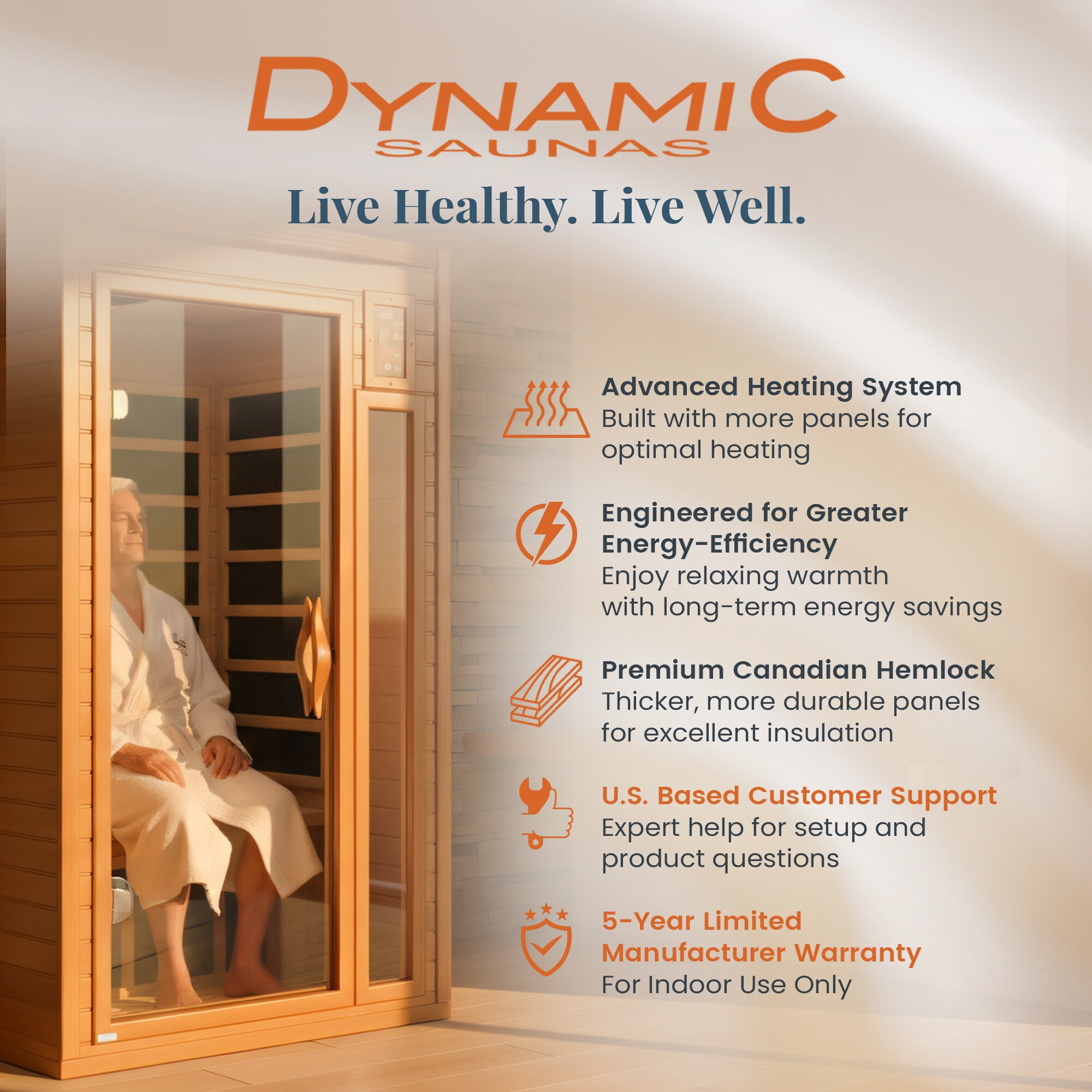 Dynamic Saunas Barcelona 1 to 2 Person Hemlock Wood Infrared Sauna For ...