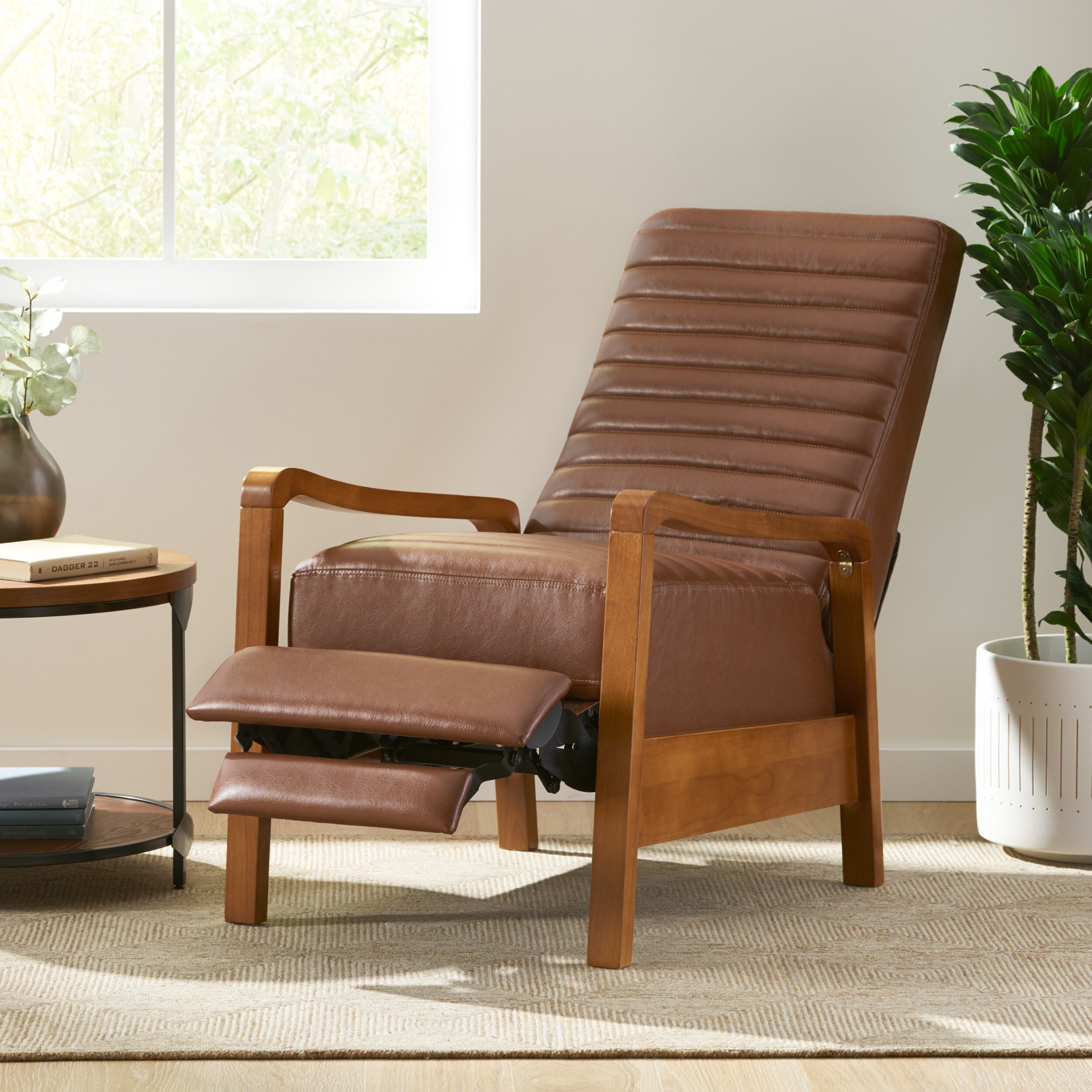 Christopher Knight Home Nathan Classic Faux Leather Upholstered Wood ...