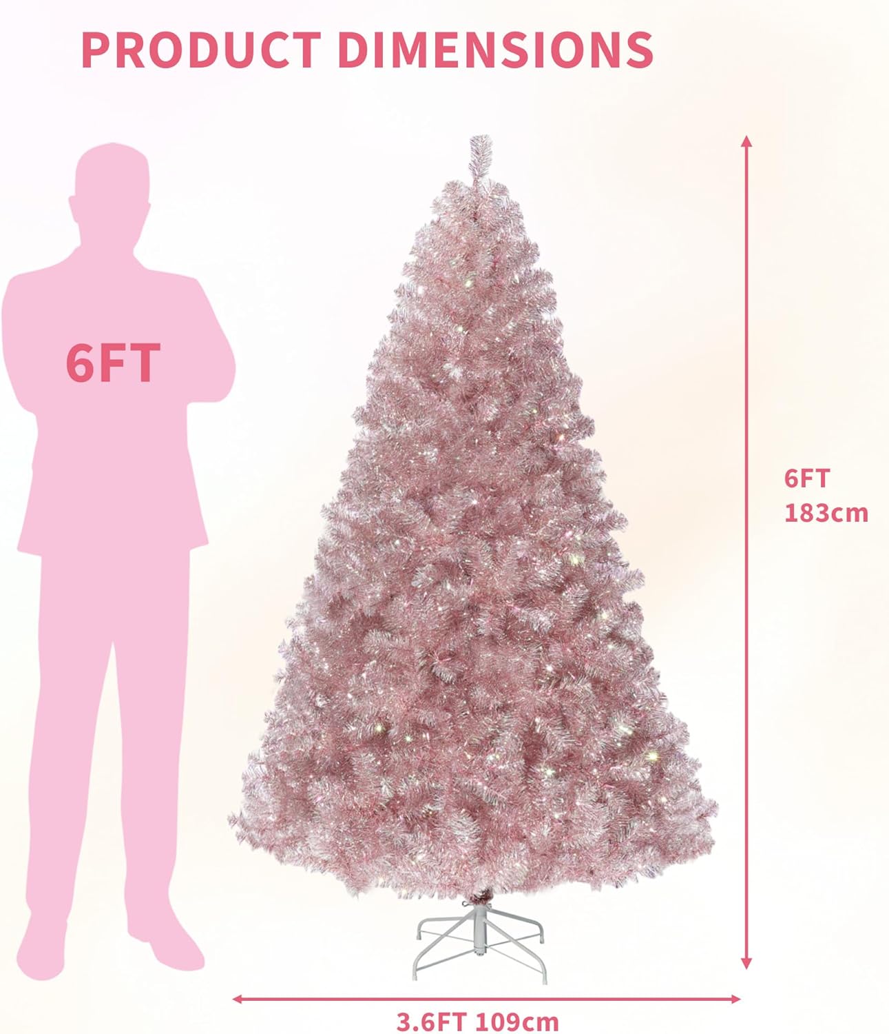 Garvee 6Ft Christmas Tree with Sturdy Metal Stand Realistic Branch Tips ...