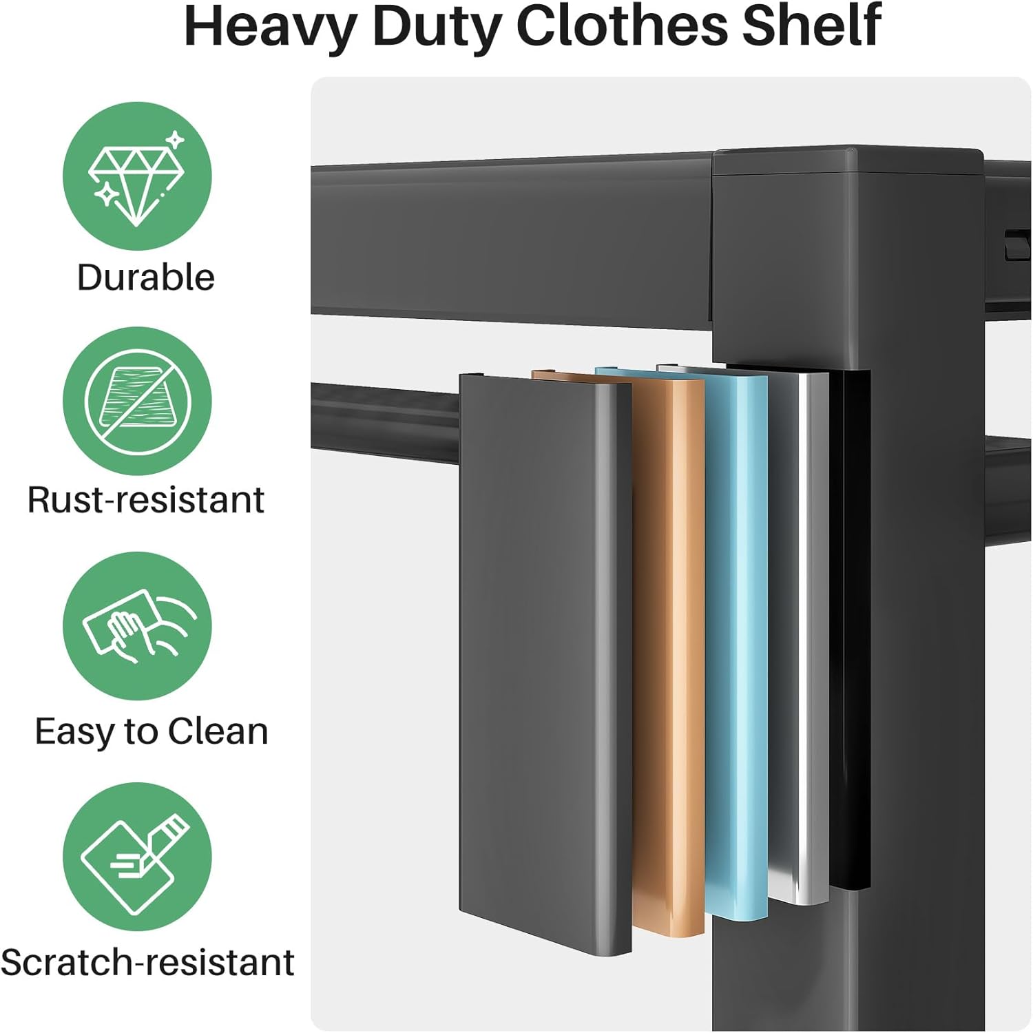 Kitstorack Heavy Duty Rolling Clothes Rack with Shelves Expandable Rod ...