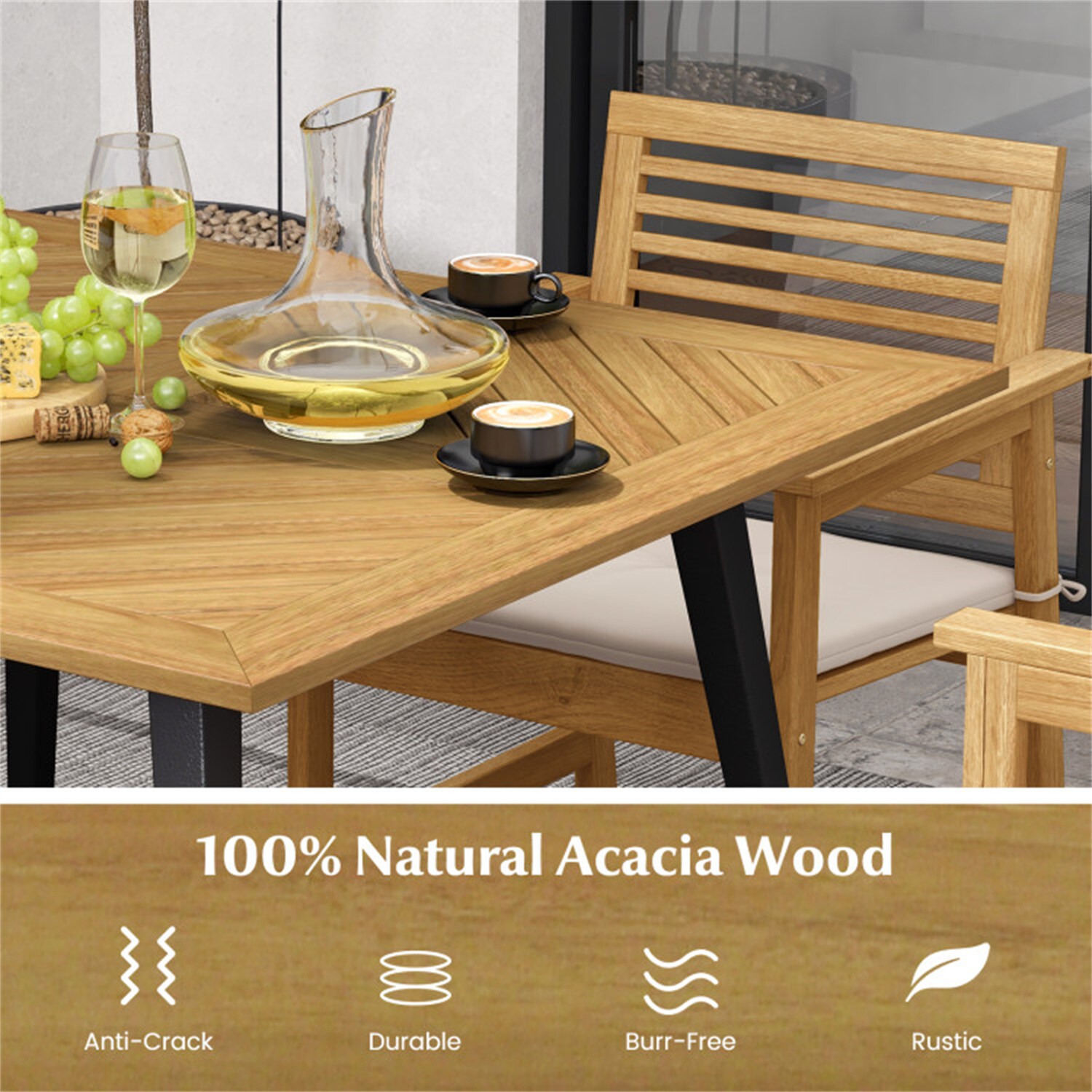 BABOOM Patio Tables Square Outdoor Dining Table 42.5-in W x 42.5-in L ...