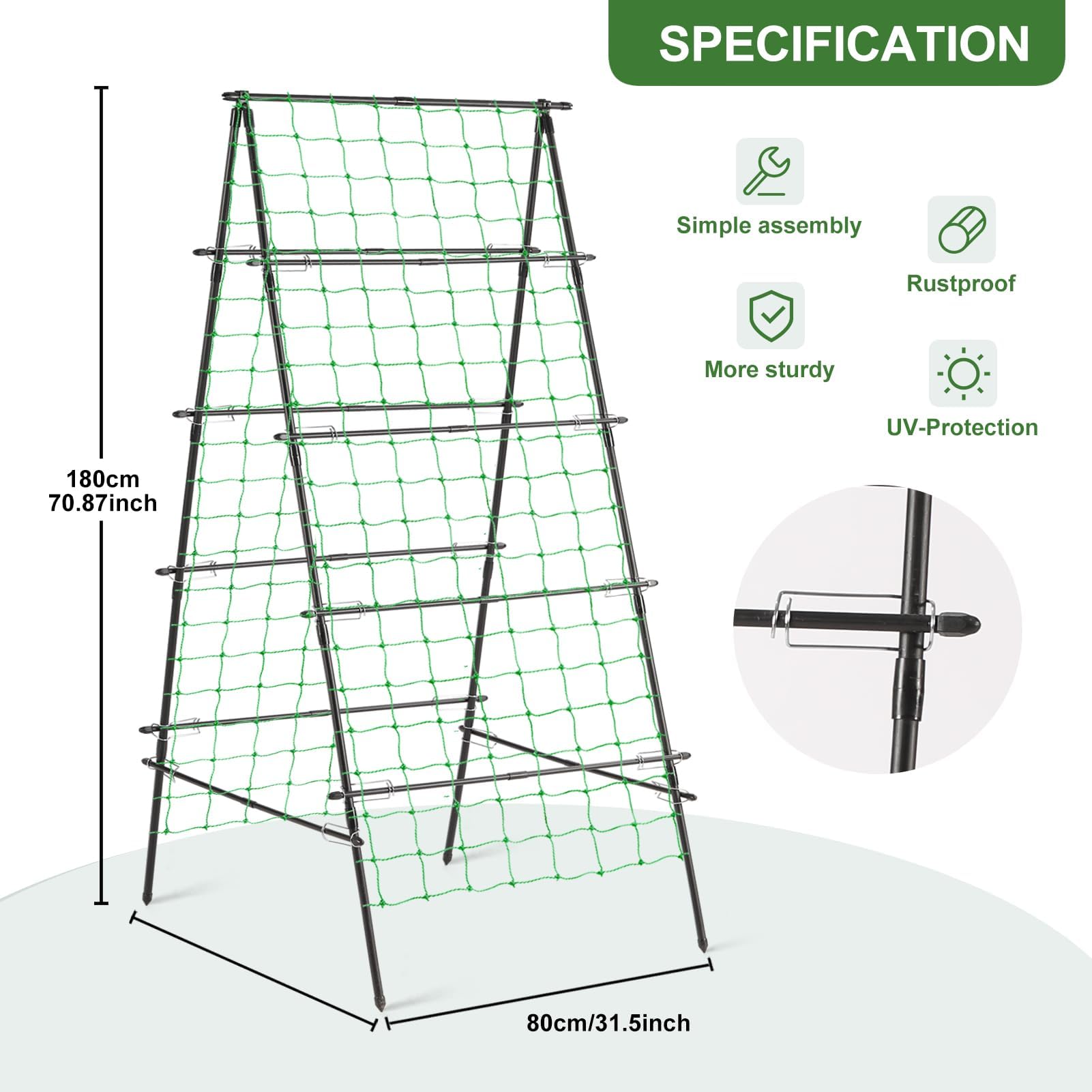 Misopily Garden Trellis 31.5 x 70.8 Inch Metal A Frame Cucumber Trellis ...