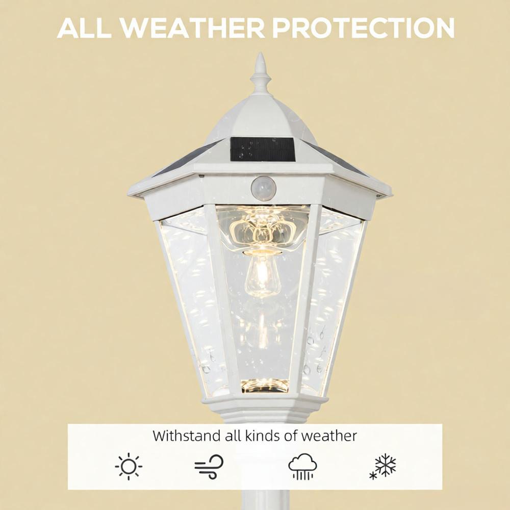 LUXEYARD Waterproof Aluminum Outdoor Vintage Street Lamp Solar Lamp ...