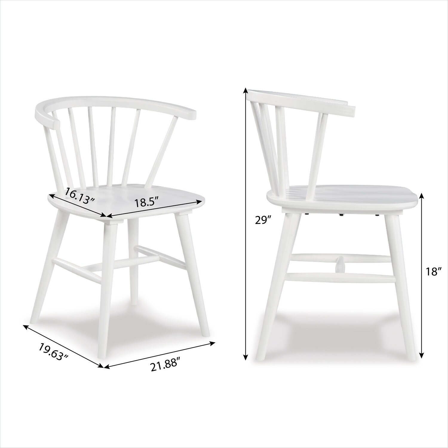 Watnature Set of 2 Contemporary Spindle Back Windsor Dining Chairs ...