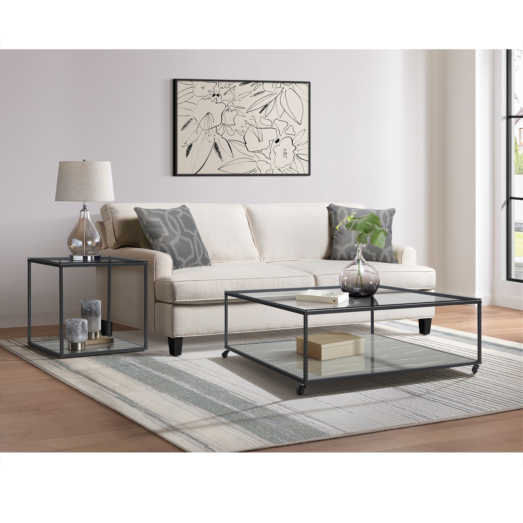 Picket House Furnishings Finney 2 -Piece Industrial Clear Accent Table Set in the Accent Table ...