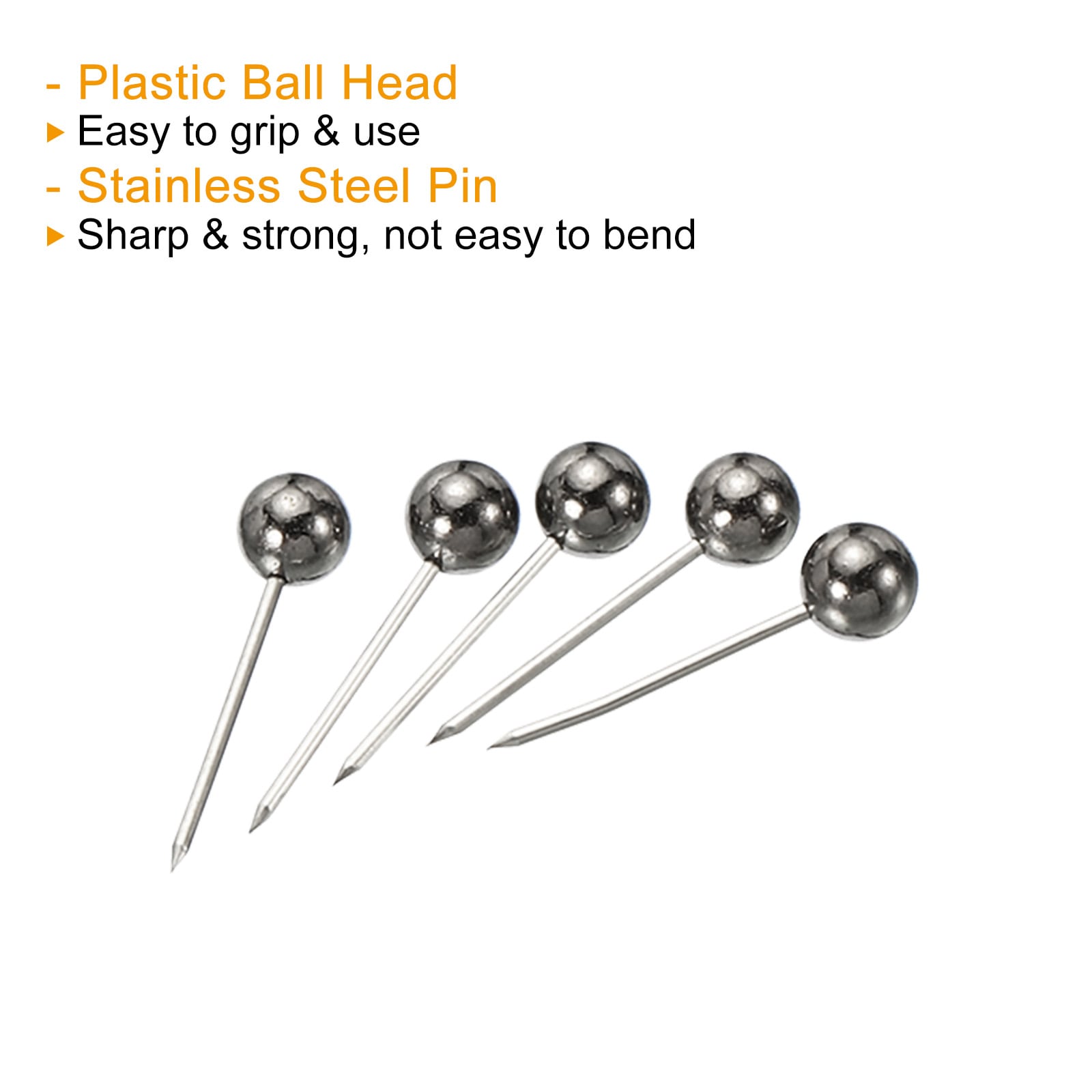 PATIKIL Push Pins 200pcs Round Head Map Tacks Thumb Steel Point for ...