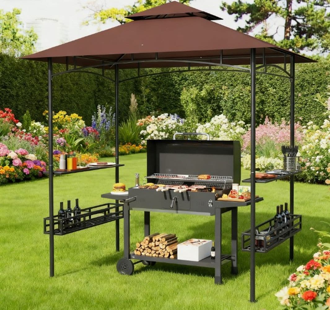 Blisstyle 2 Tier Outdoor Bbq Gazebo Bbq Grill Gazebo with 2 Side ...