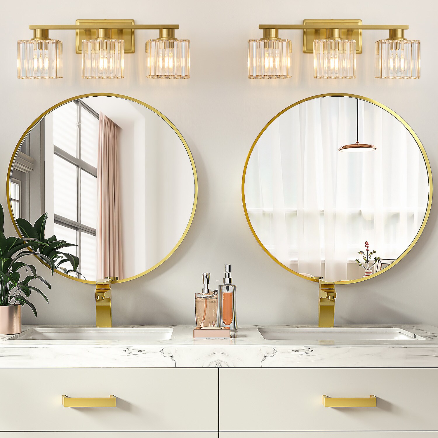 POWLIG Vanity Light 21-in 3 Light Matte Gold Modern/contemporary ...
