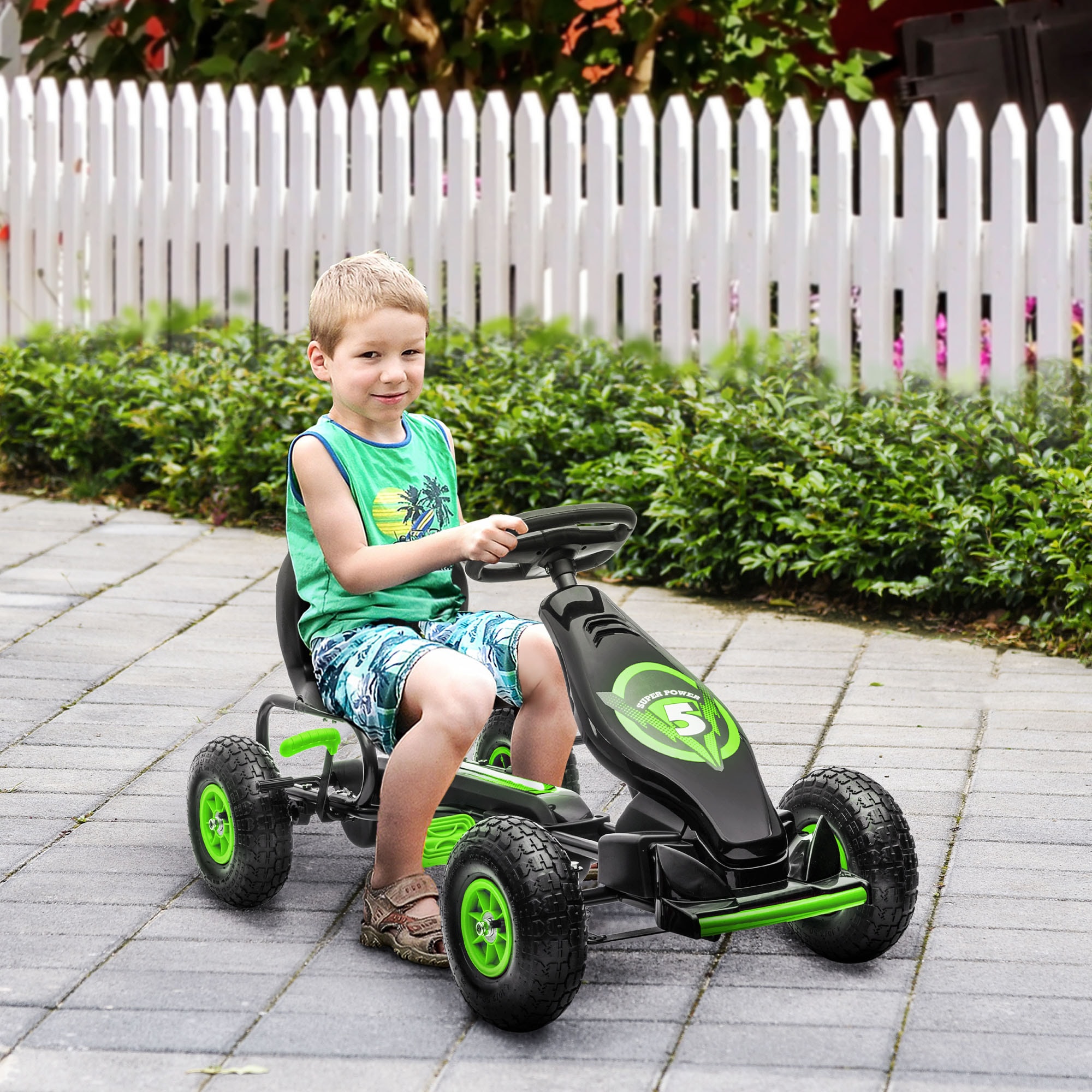 Aosom Kids Pedal Go Kart Ride-on Toy with Ergonomic Comfort Pedal Car ...