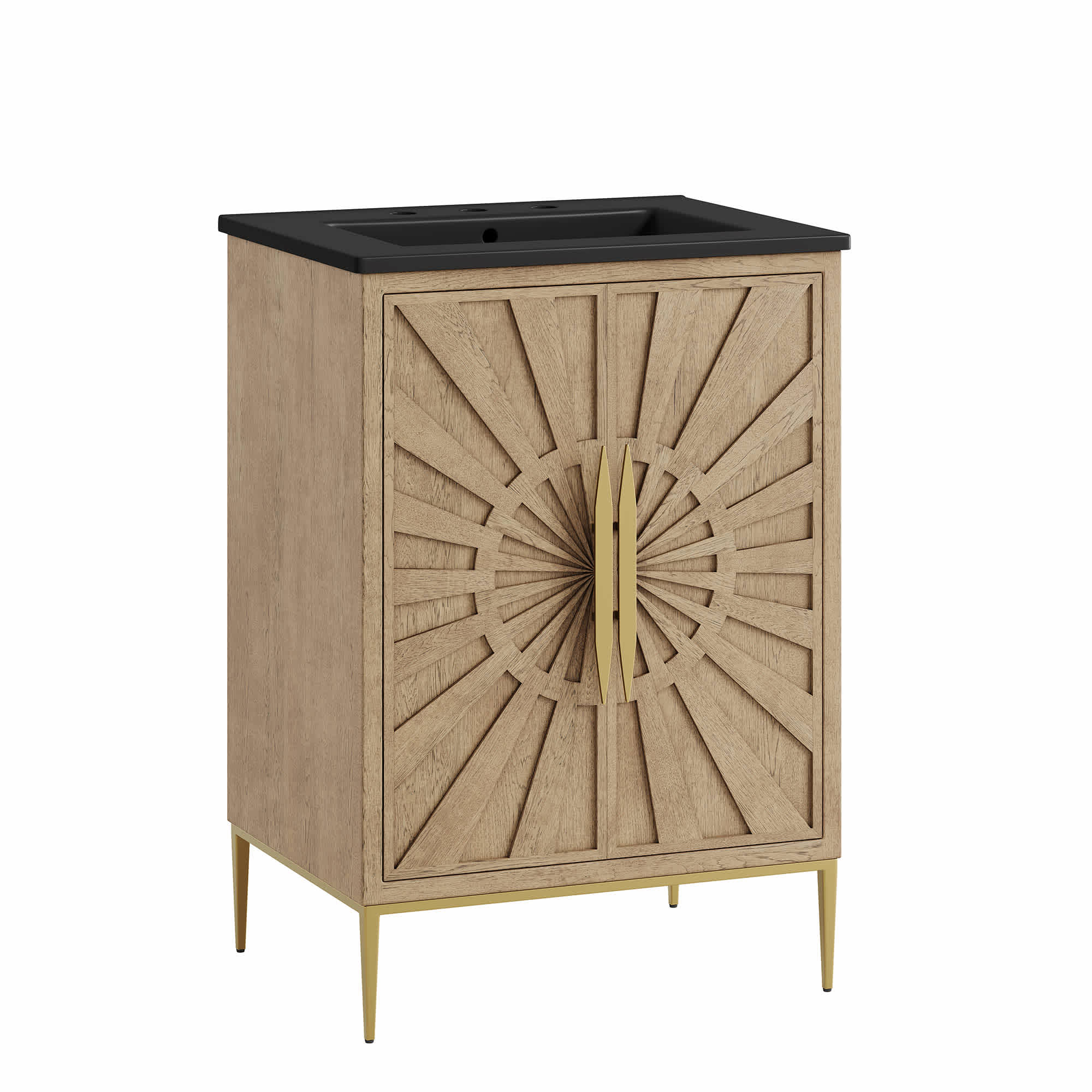 Modway Awaken 24-in Bathroom Vanity in Oak Black in the Bathroom ...