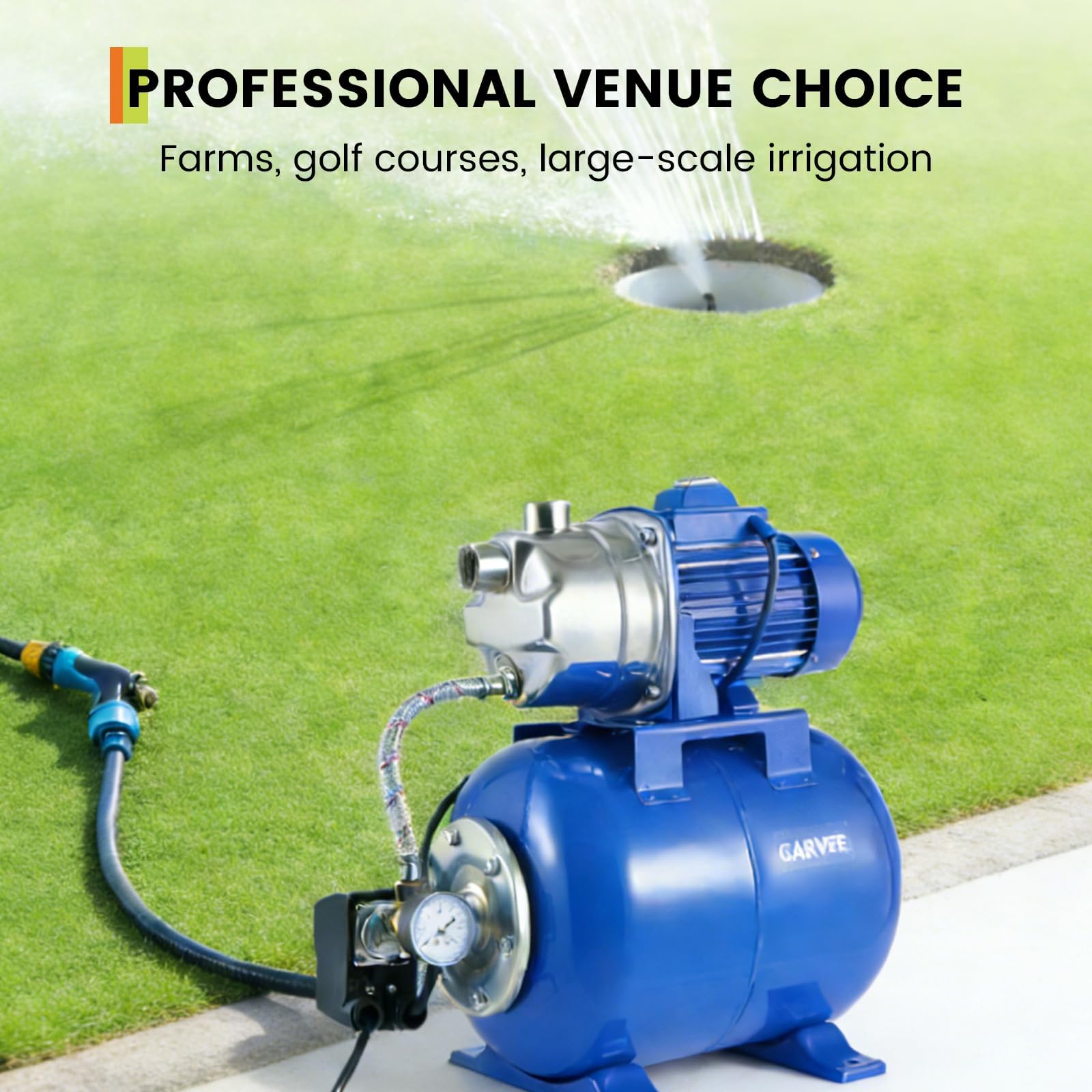 Garvee Stainless Steel Shallow Well Jet Pump with Pressure Tank 0.75 HP ...