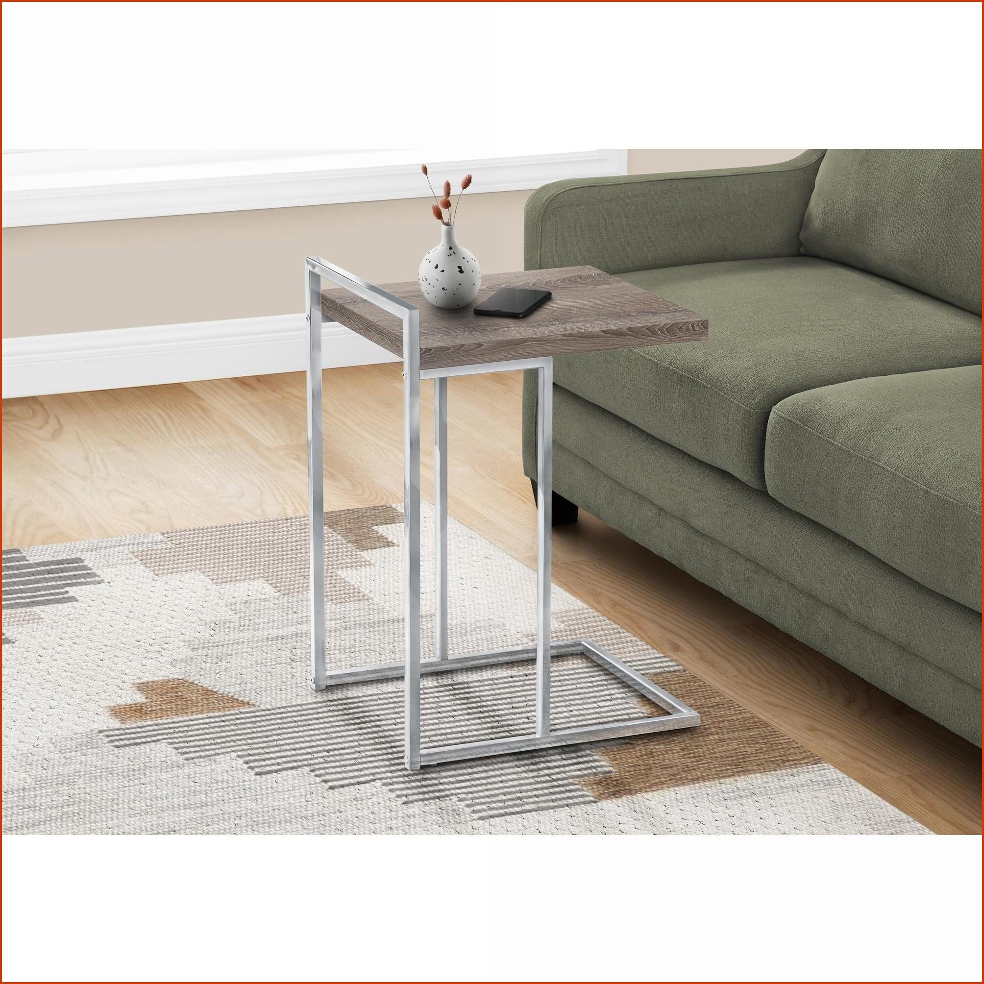 Watnature Space Saving C Shaped Coffee Table Brown Wood Look Laminate ...