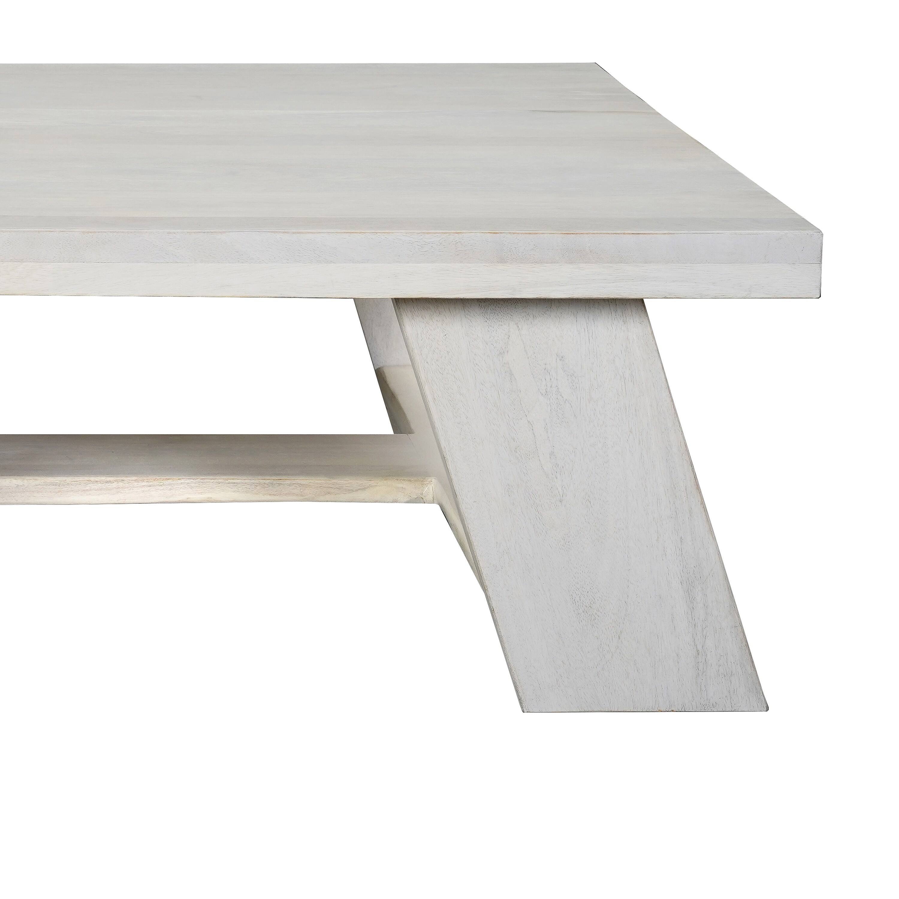 THE URBAN PORT Aya 40 in. White Square Mango Wood Coffee Table with ...