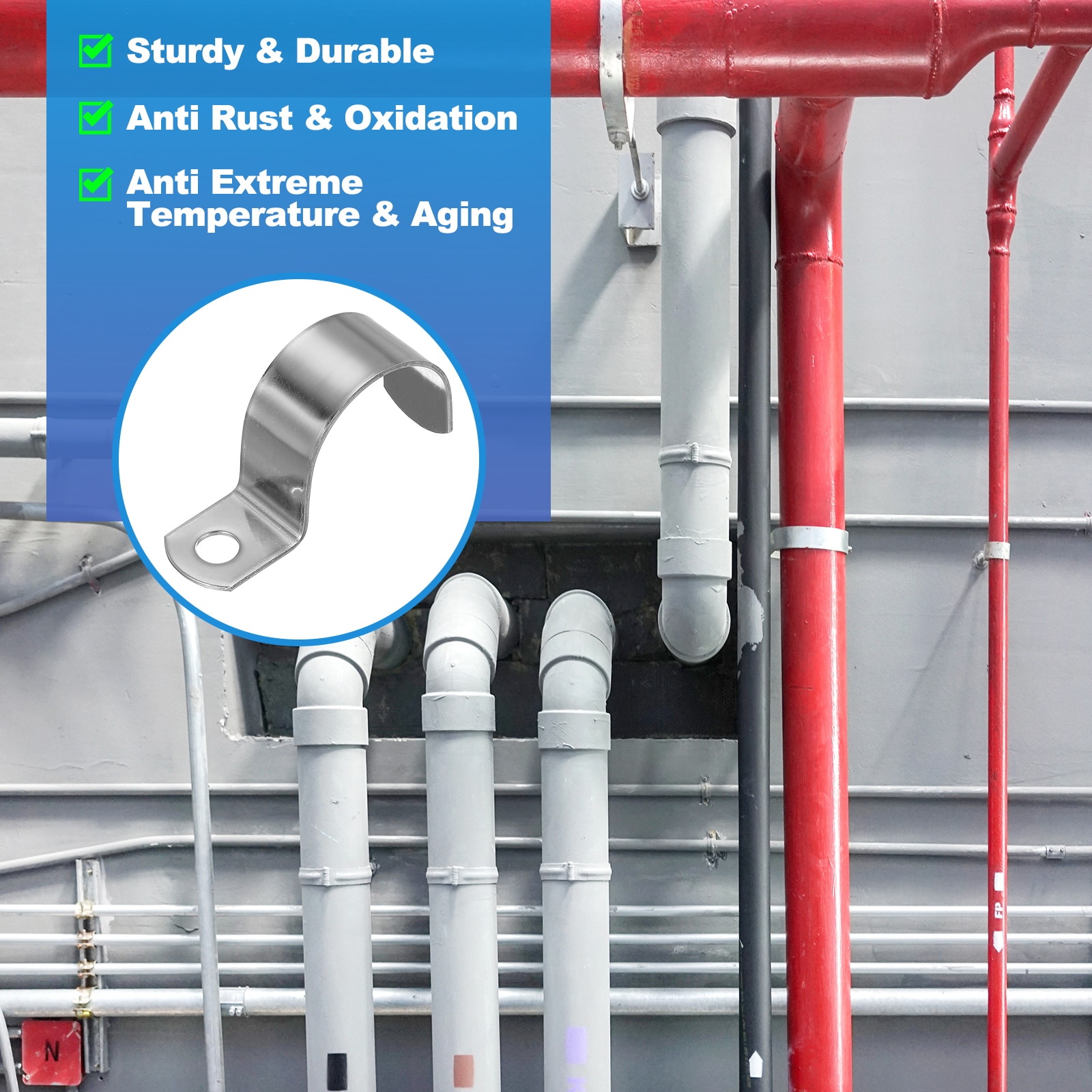 PATIKIL 1-1/4inch (32mm) Rigid Pipe Strap 12pcs 304 Stainless Steel ...