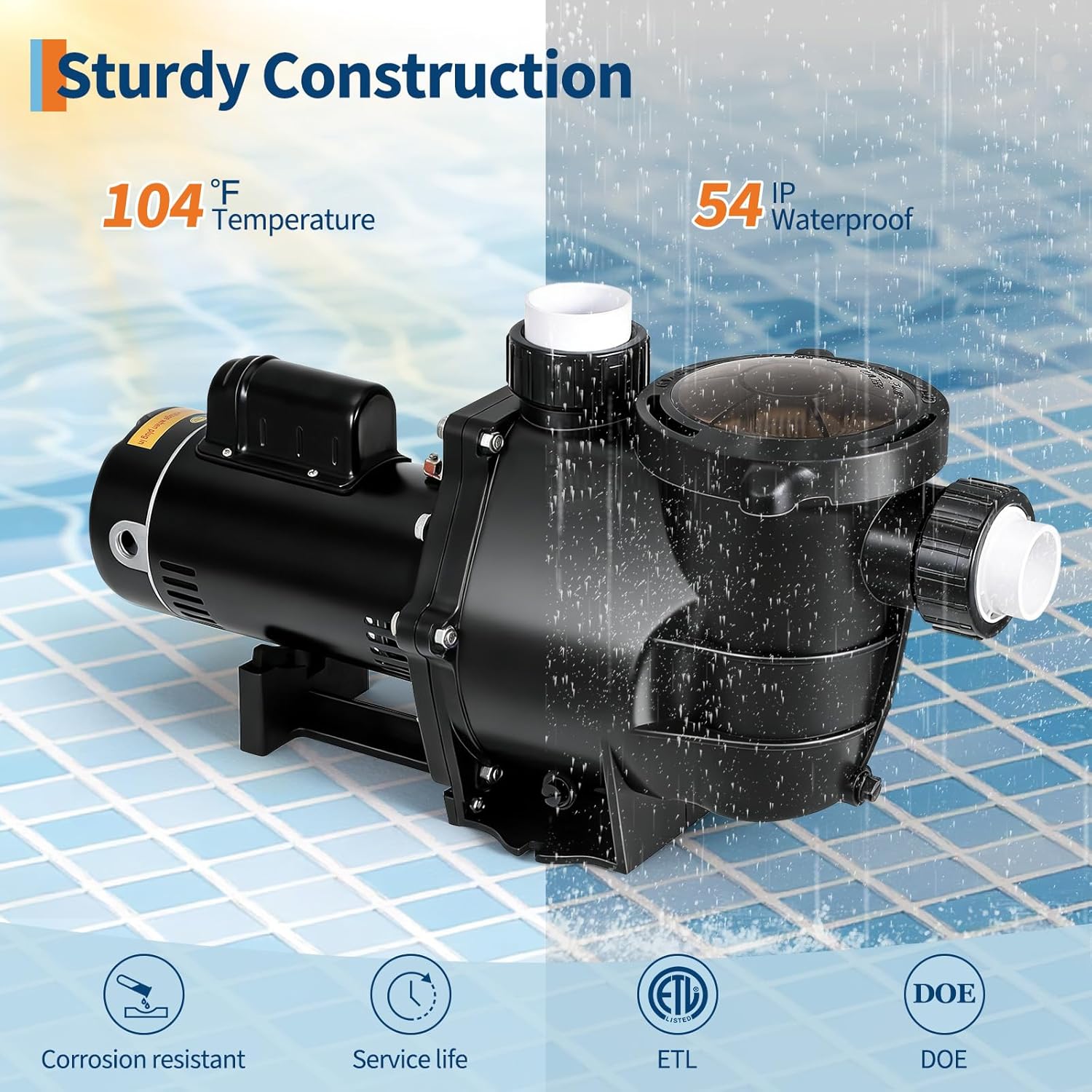 GAOMON Pool Pump- Double Voltage Pool Water Pump for Above Ground ...