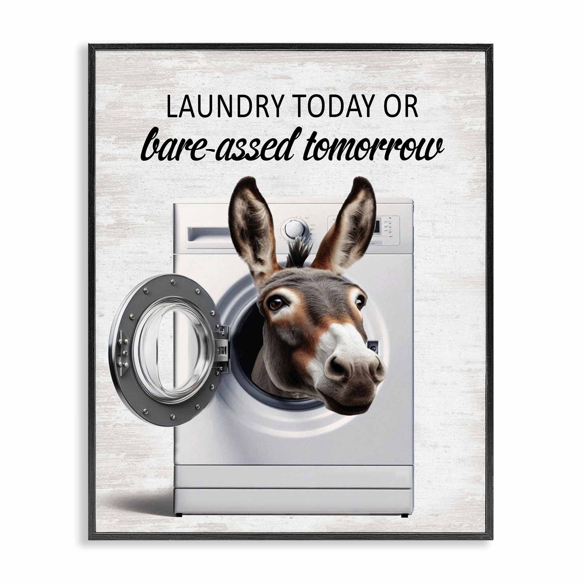 Stupell Industries Sassy Laundry Donkey Pun Black Framed Giclee Art By ...